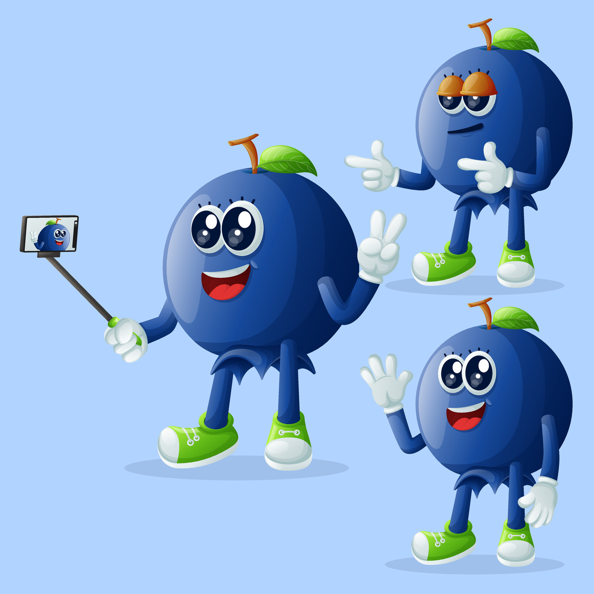 Cute Blueberry Characters As Narcissistic 25551224 Vector Art At Vecteezy