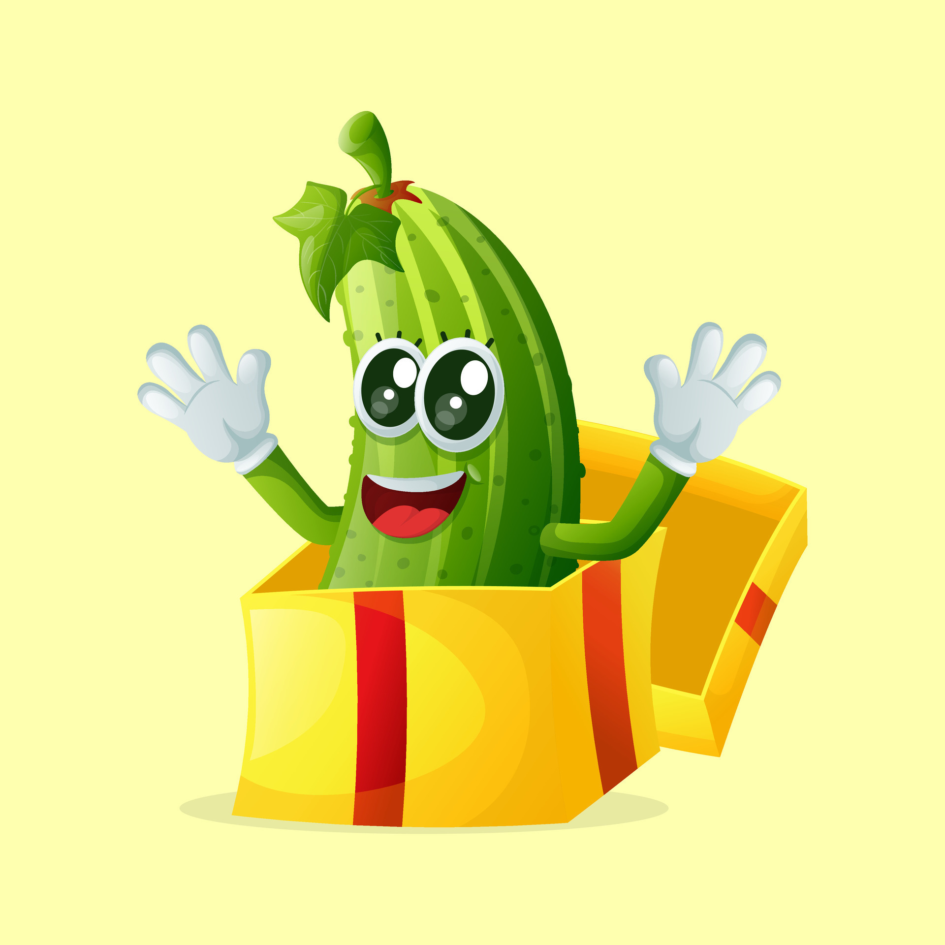 Cute Cucumber Character Receiving Ts 25551301 Vector Art At Vecteezy