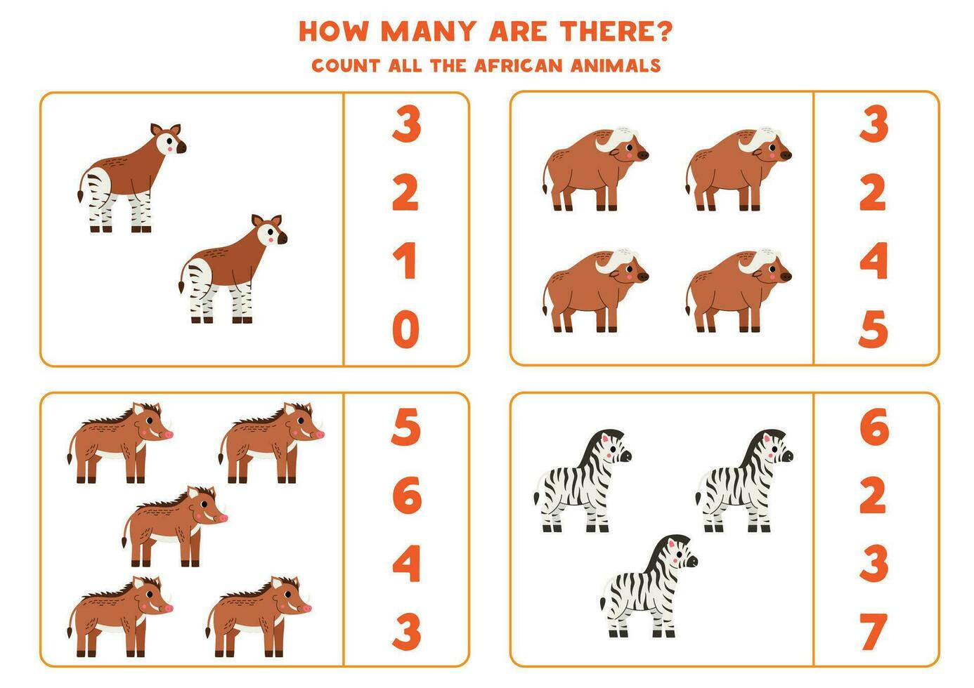 contando juego con linda africano animales educativo hoja de cálculo ...