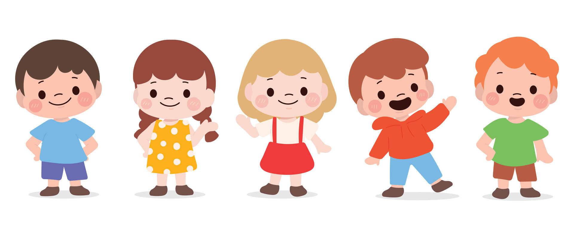 Cute kids characters vector set. Collection of kindergarten, girls ...