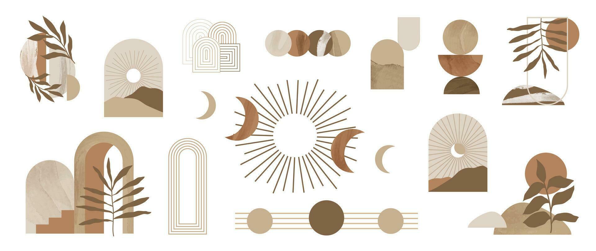Hand Drawn Abstract Minimal Element Mid Century Vector Set Aesthetic Contemporary Stripe Line