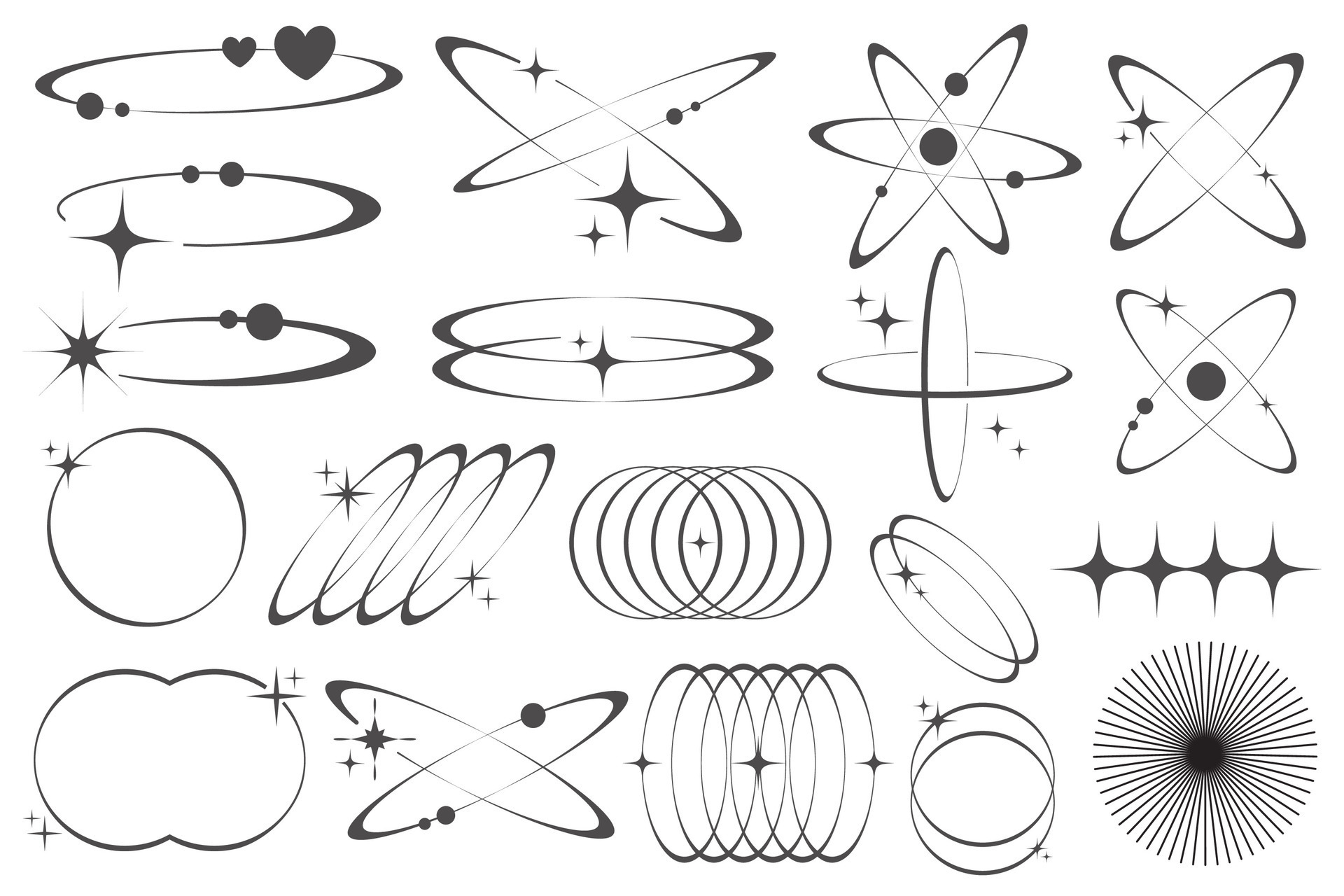 Aesthetic Shapes With Stars Minimal Vector Shapes In Lines With