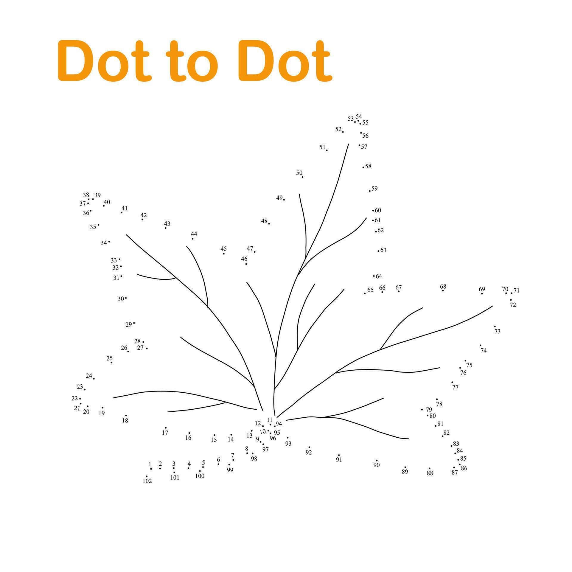Autumn leaf dot to dot worksheet fun educational game or leisure ...