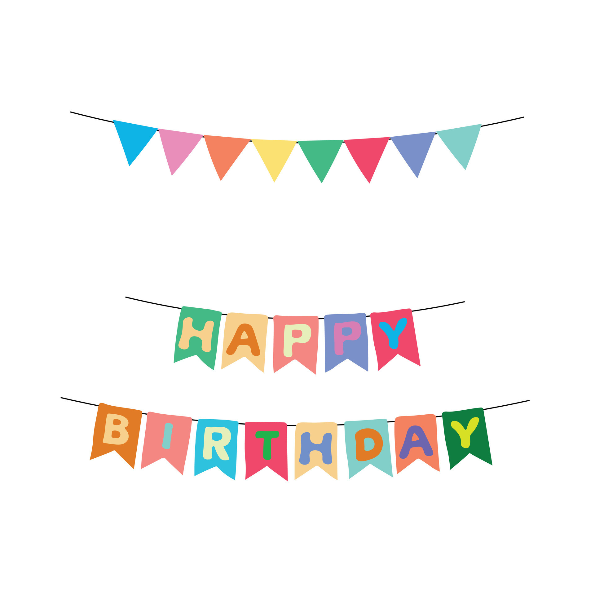 Colorful Birthday Party Flag Banner vector in cartoon style. Birthday ... Colorful Birthday Party Flag Banner vector in cartoon style. Birthday ...