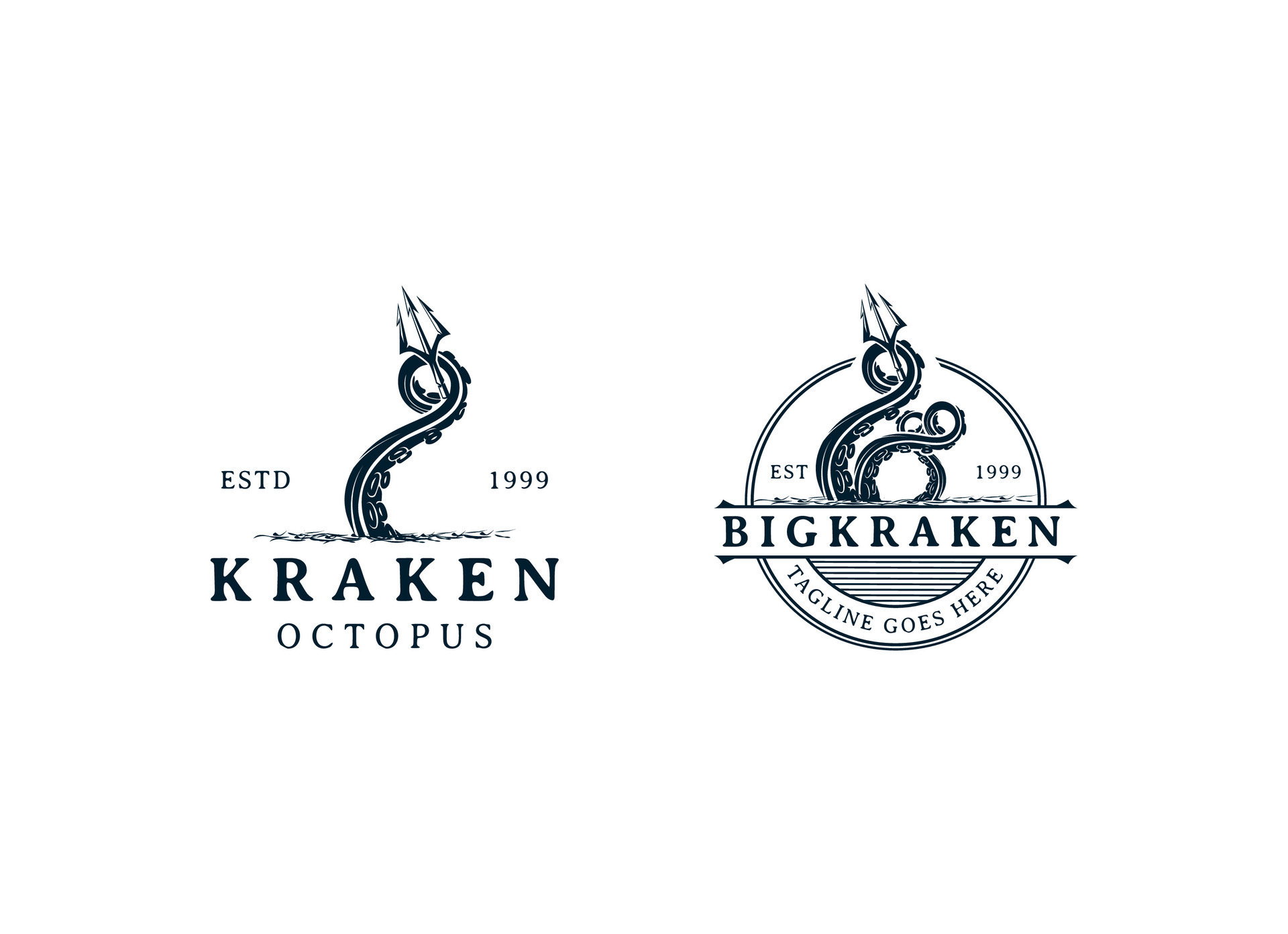 kraken octopus trident hipster vintage logo vector icon illustration ... kraken octopus trident hipster vintage logo vector icon illustration ...