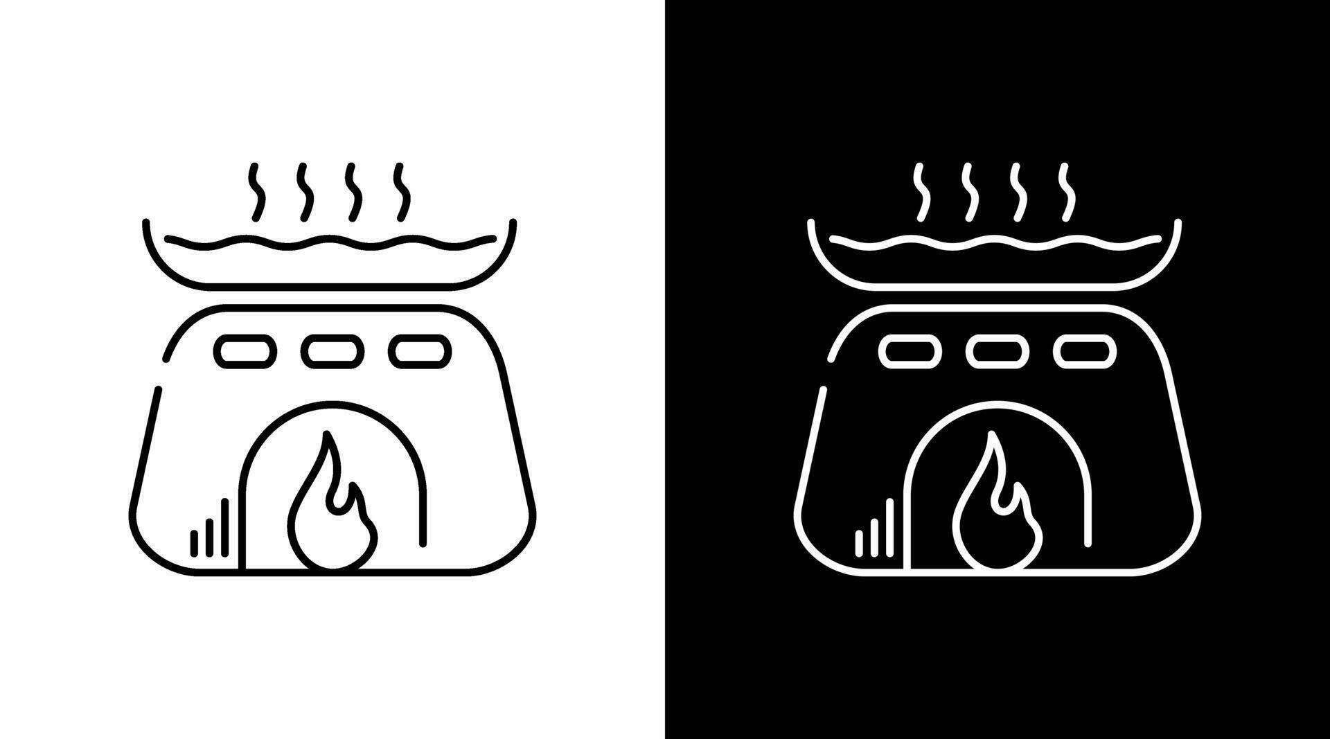 Boiling Hot Water In Pan On Stove Outline Icon Design Black And White