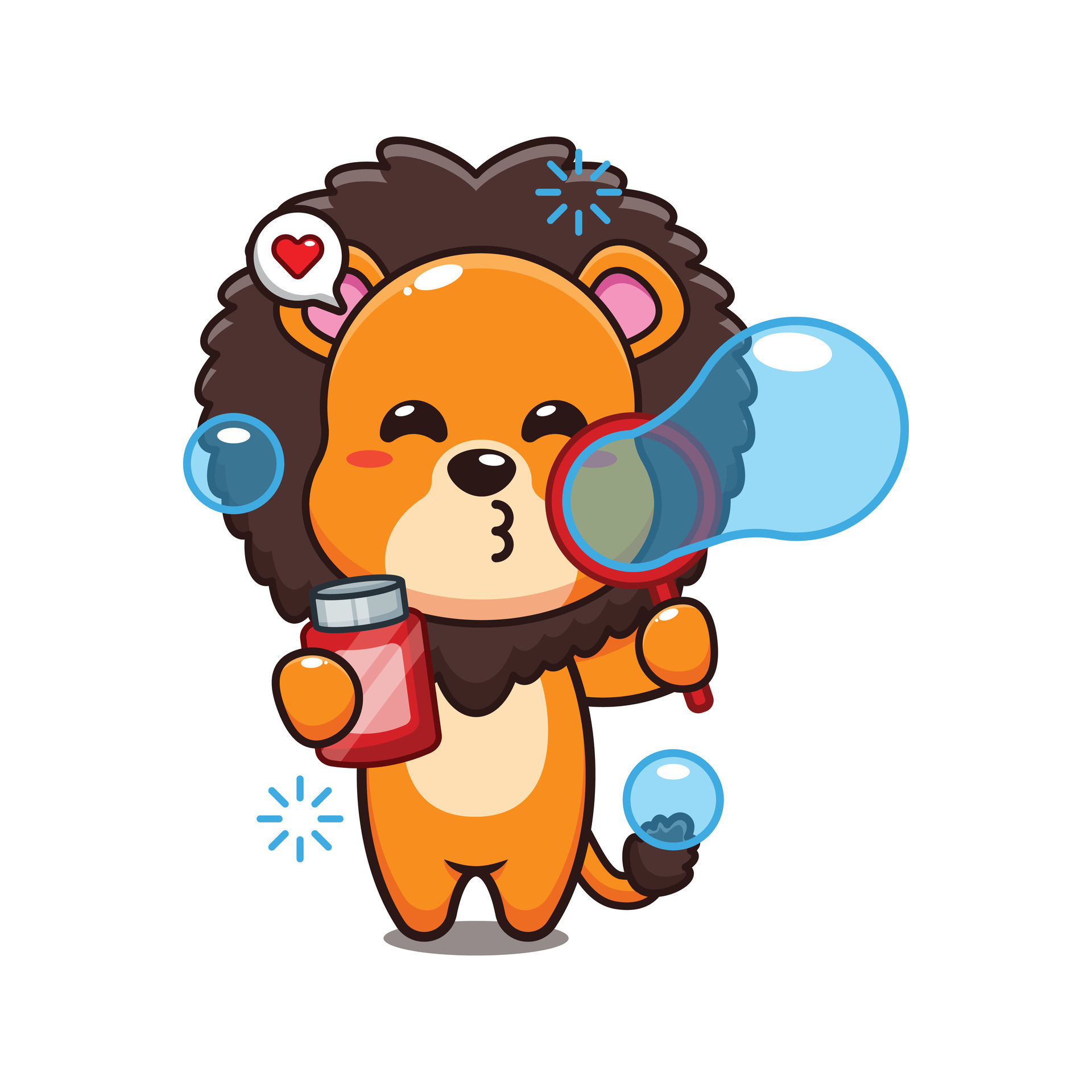 Cute Lion Blowing Bubbles Cartoon Vector Illustration 25561313 Vector