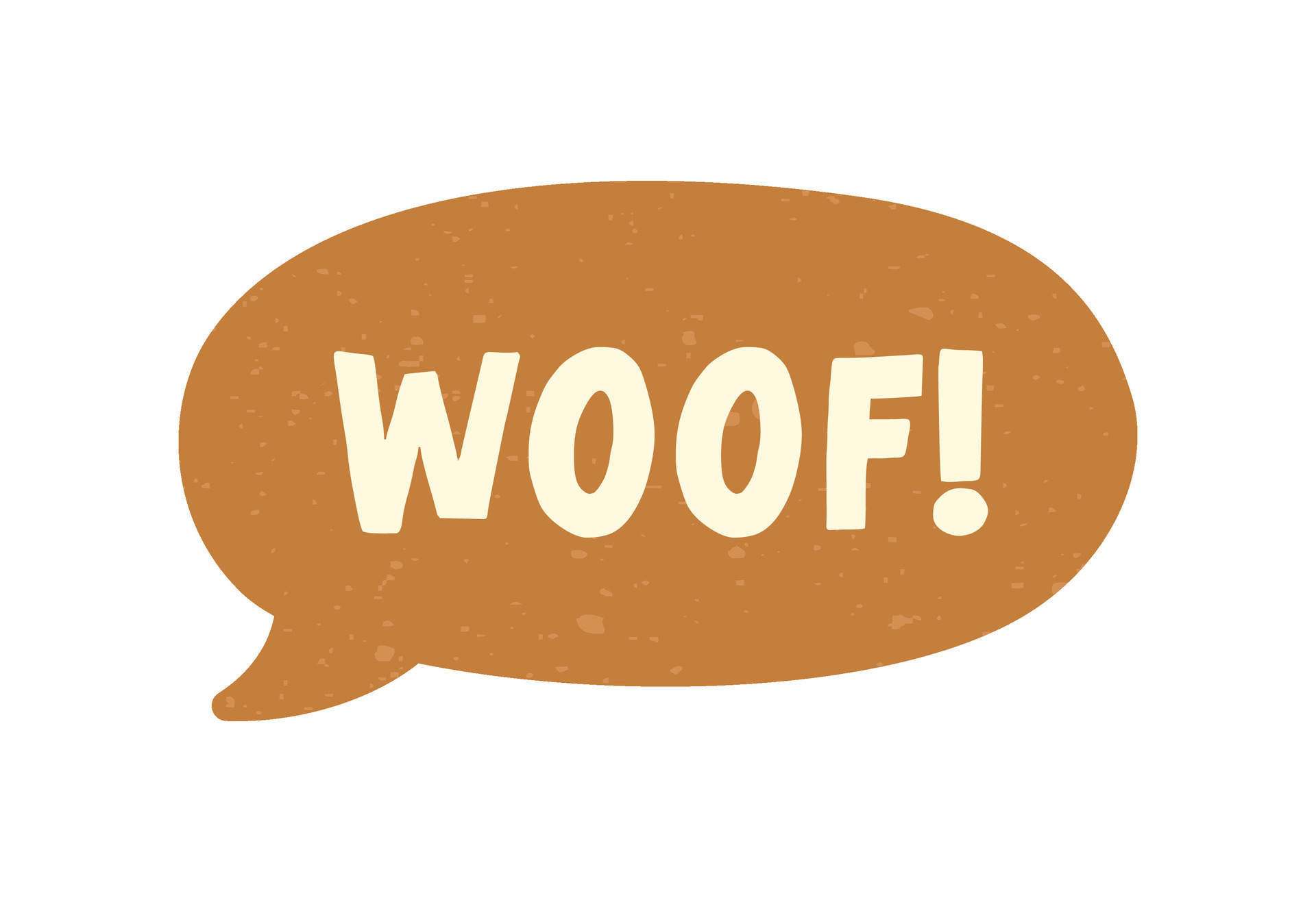 Woof text in a speech bubble balloon digital sticker design. Cute ...