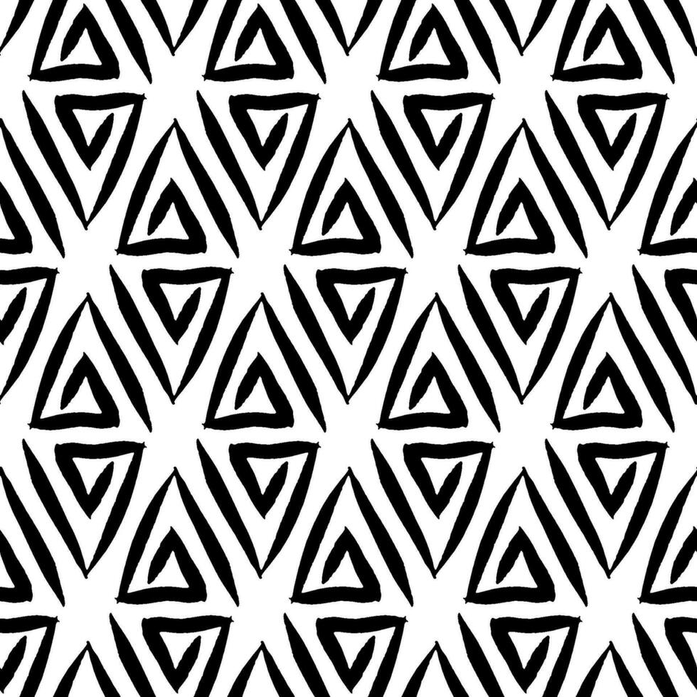 Abstract Vector Seamless Pattern Ornament Of Simple Geometric Shapes Illustration In Doodle