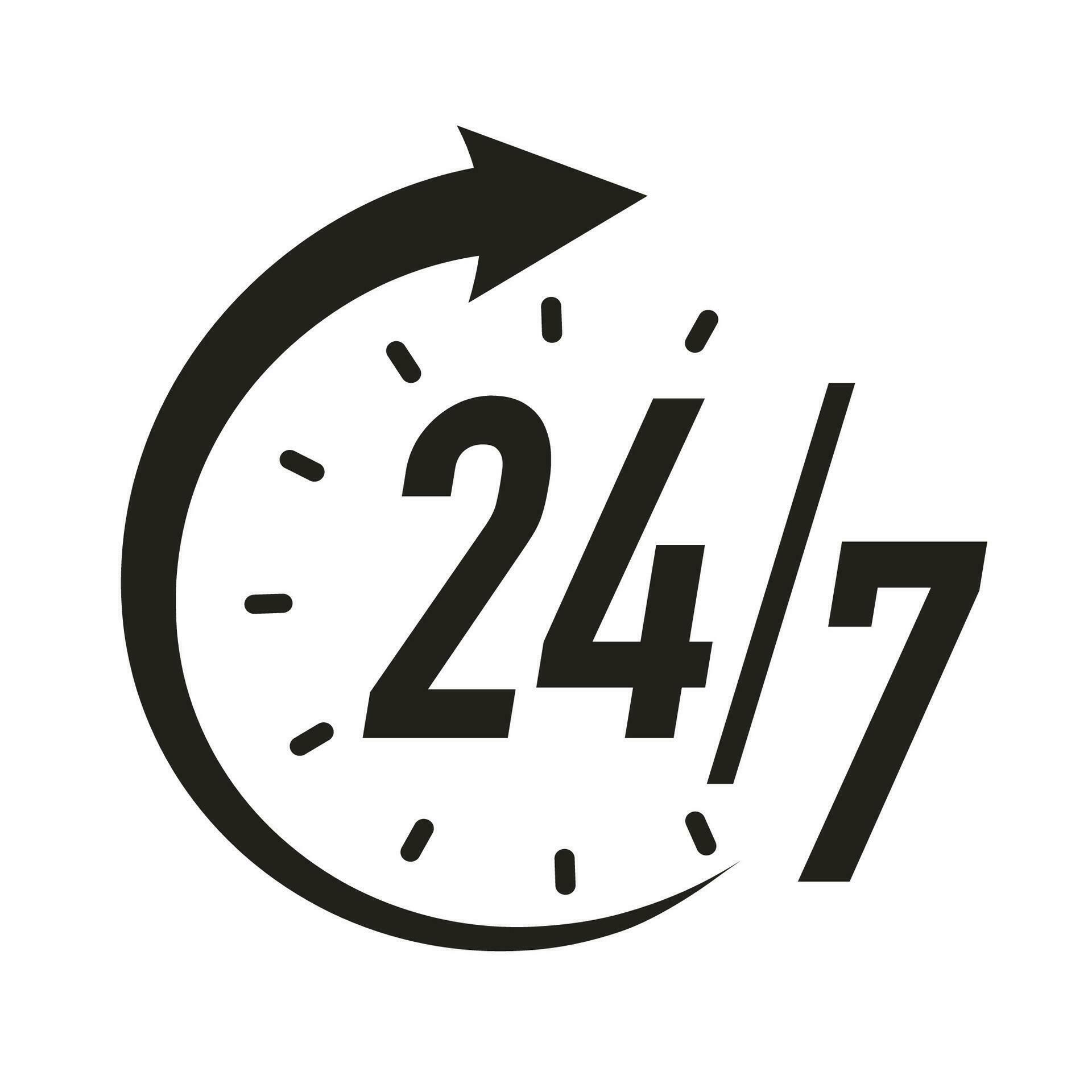 24 7 hours timer symbol black color flat style 25661150 Vector Art at ...