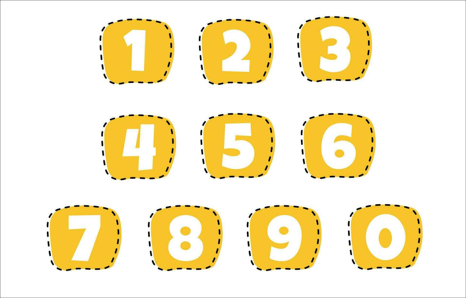 Number Bullet, simple Round orange with dash border set number icon for ...