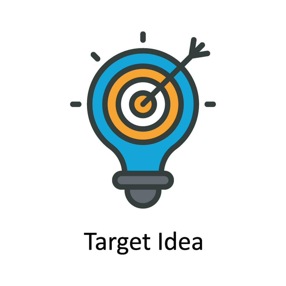 Target Idea Vector Fill outline Icon Design illustration. Digital Marketing Symbol on White ...