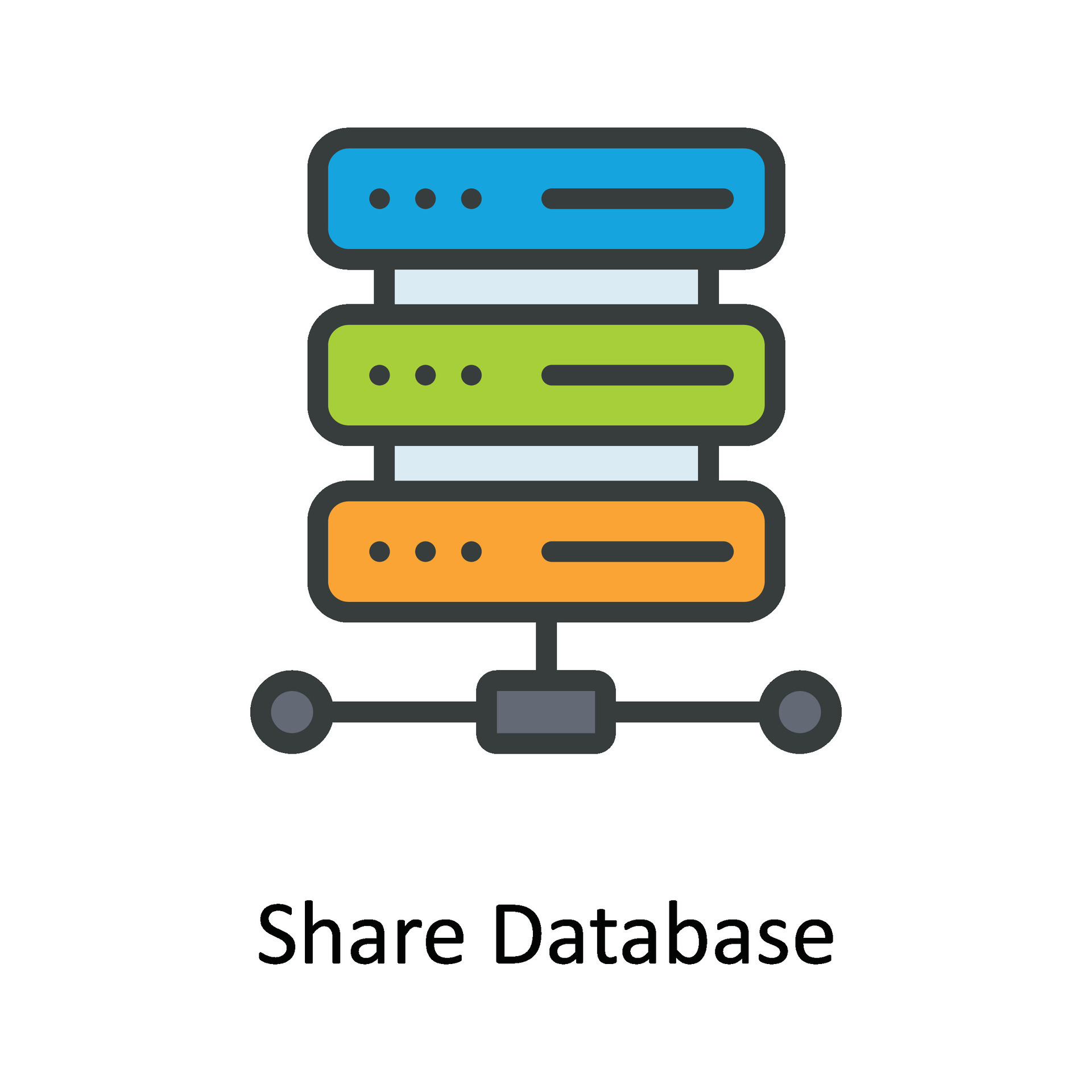 Share Database Vector Fill outline Icon Design illustration. Network ...