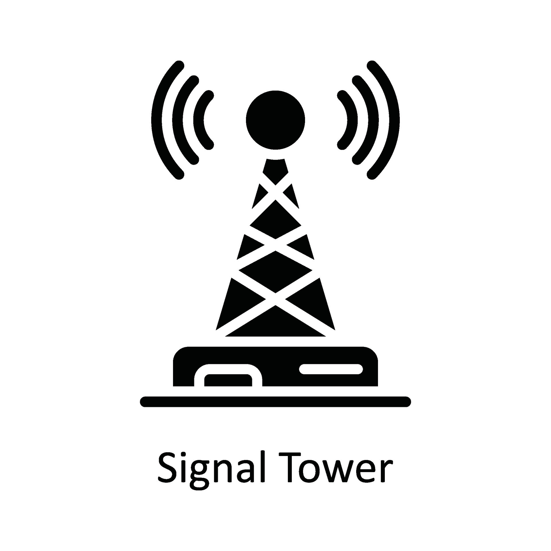 Signal Tower Vector Solid Icon Design Illustration Network And Communication Symbol On White