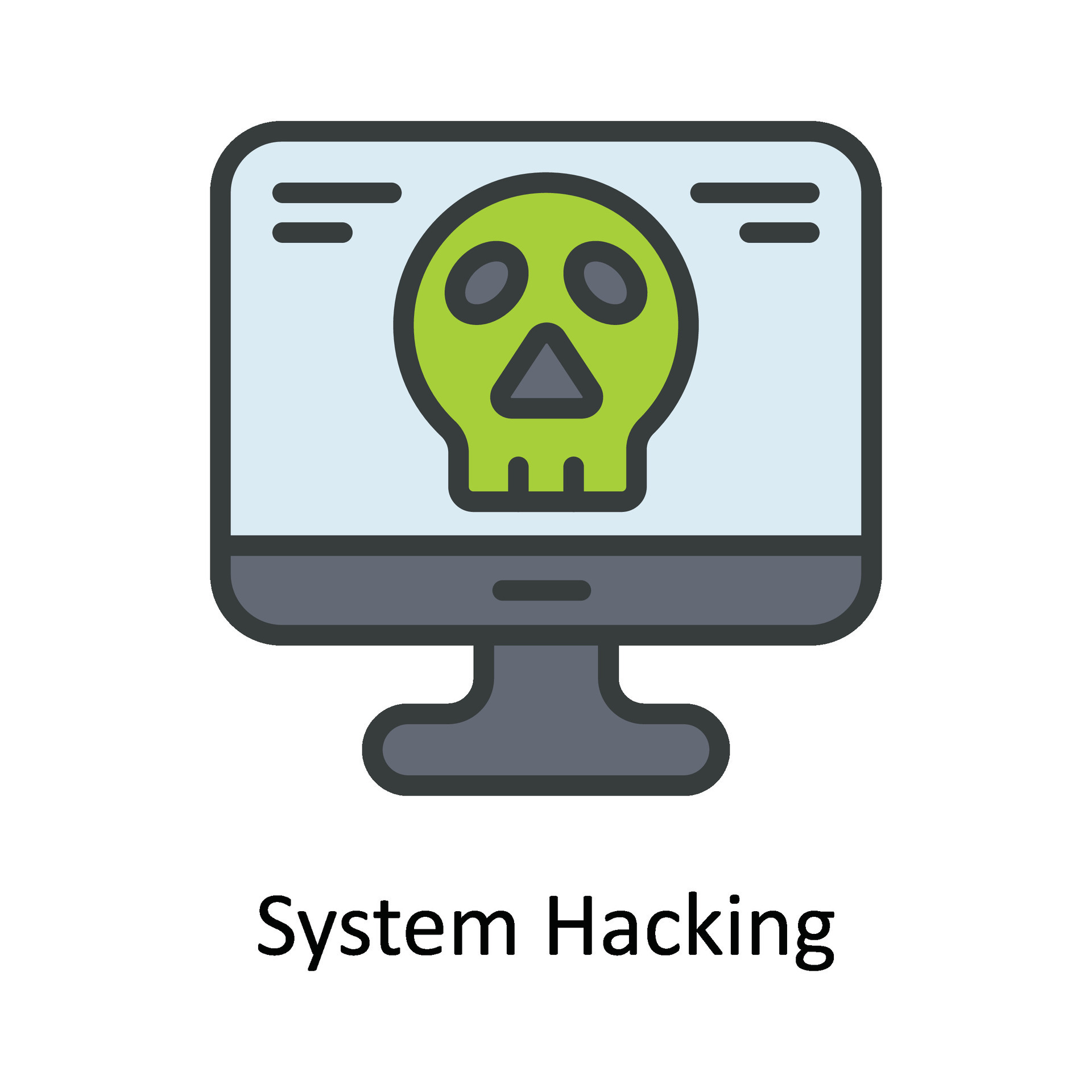 System Hacking Vector Fill Outline Icon Design Illustration Cyber