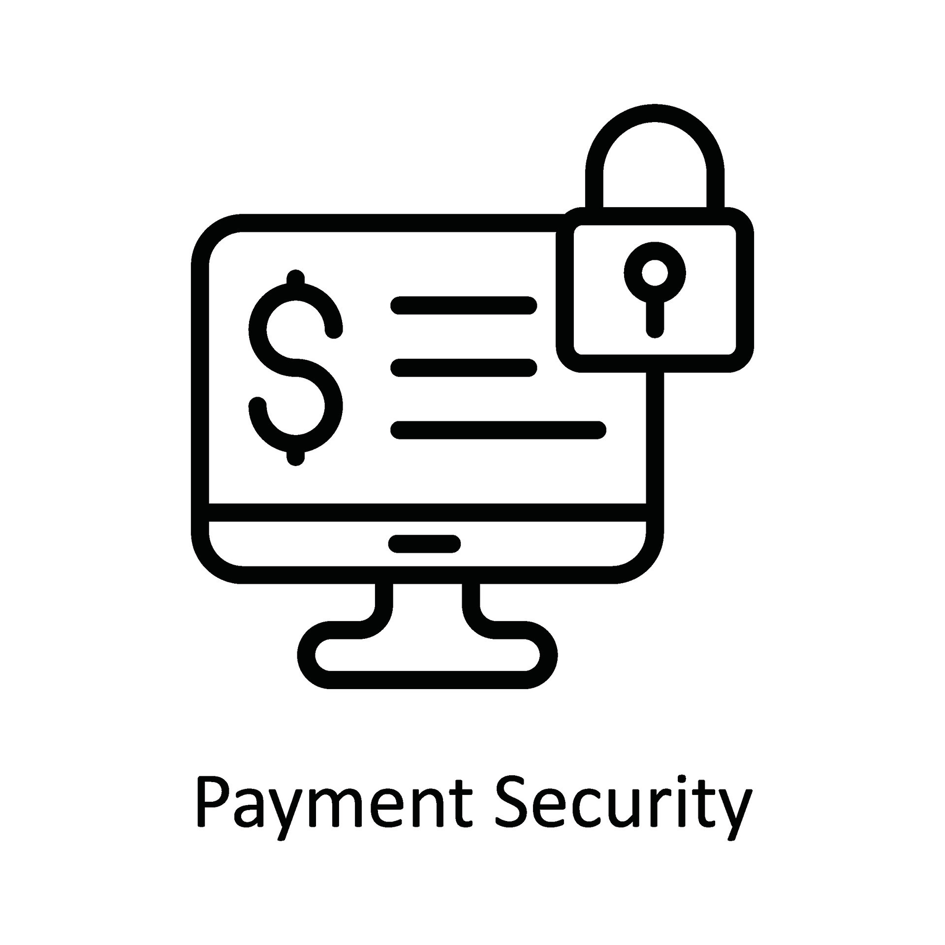 Payment Security Vector Outline Icon Design Illustration Cyber Security Symbol On White