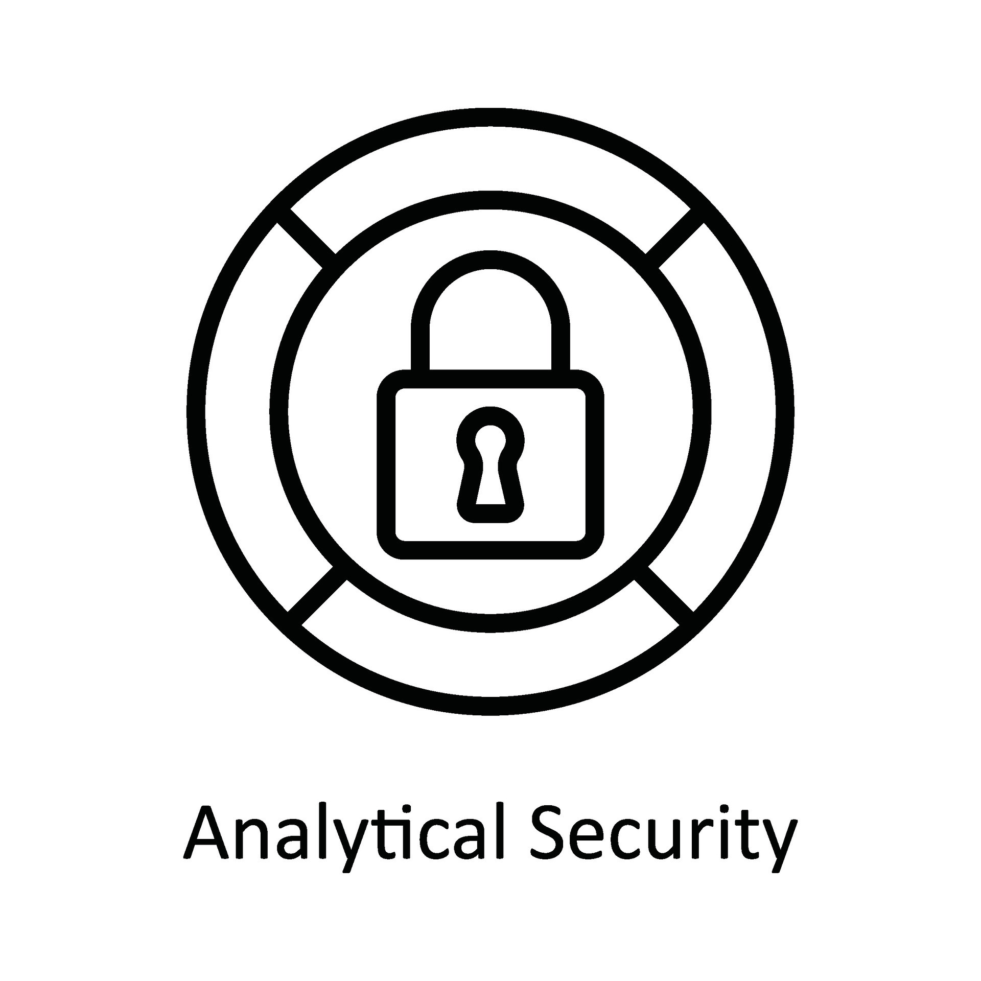 Analytical Security Vector Outline Icon Design Illustration Cyber Security Symbol On White