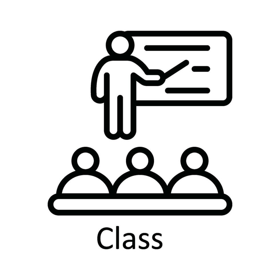 Class Vector outline Icon Design illustration. Education Symbol on ... Class Vector outline Icon Design illustration. Education Symbol on ...