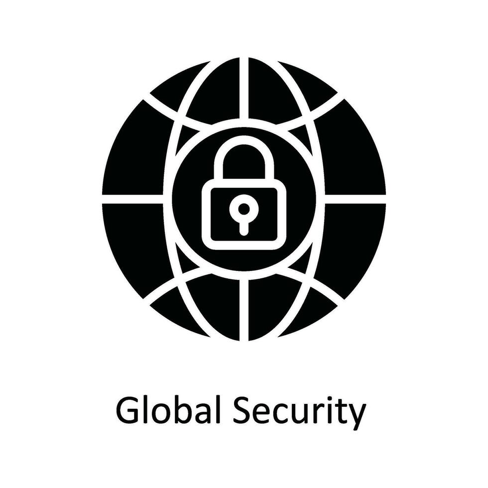 Global Security Vector Solid Icon Design Illustration Cyber Security