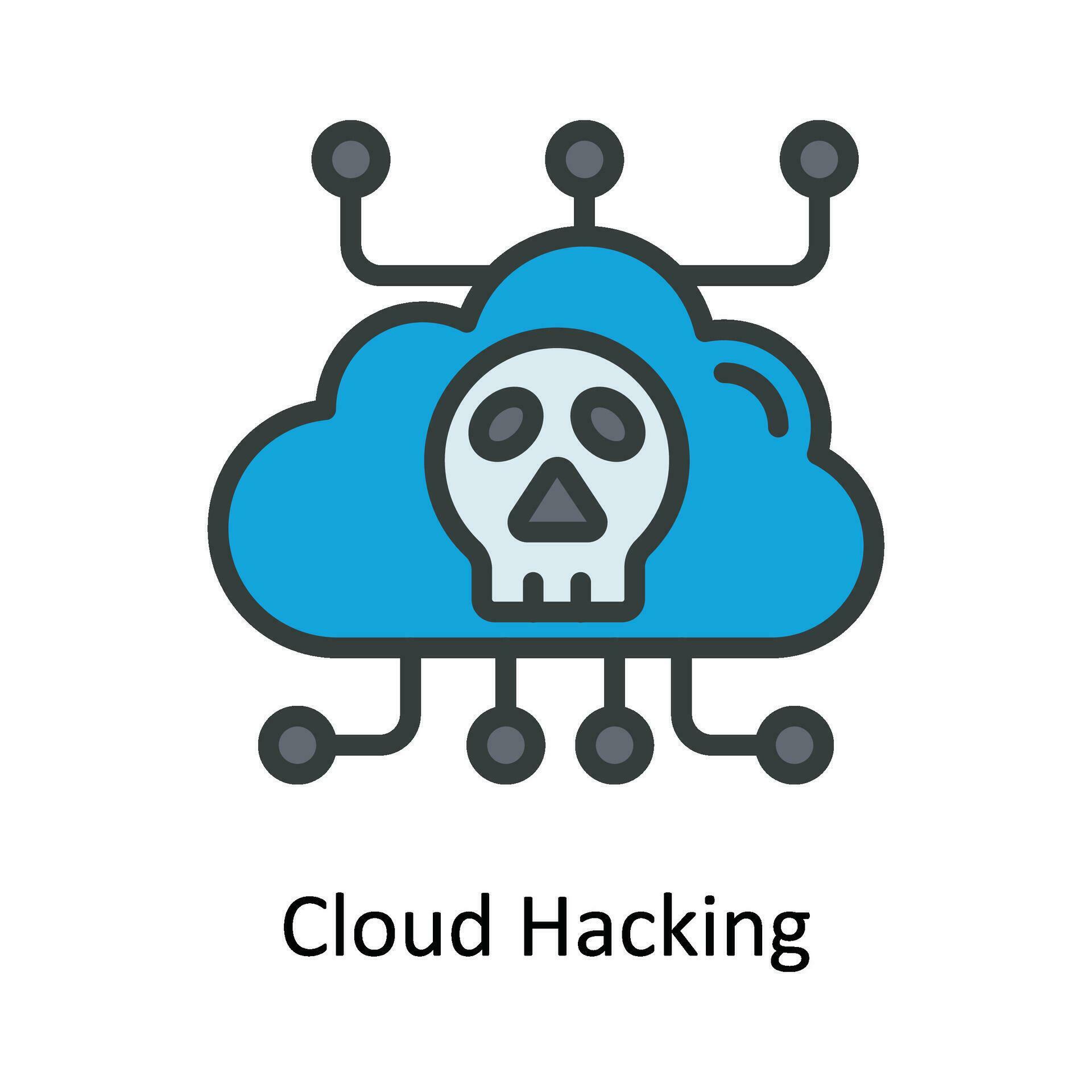 Cloud Hacking Vector Fill outline Icon Design illustration. Cyber security Symbol on White ...