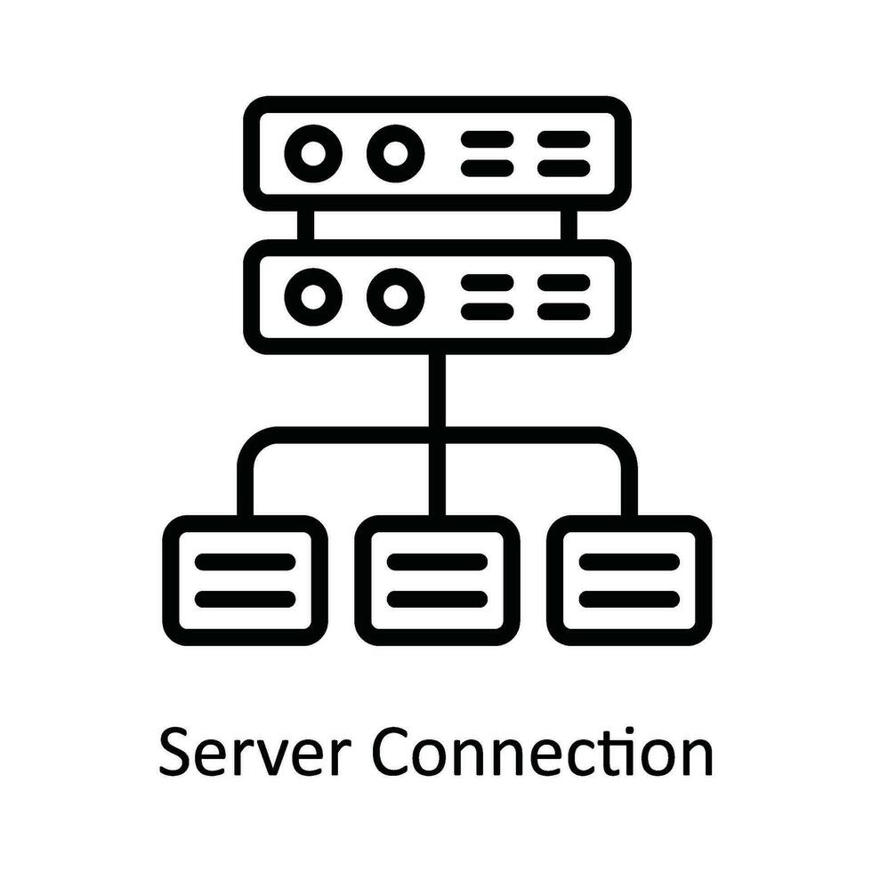 Server Connection Vector Outline Icon Design Illustration Network And Communication Symbol On