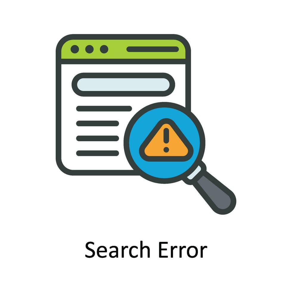 Search Error Vector Fill outline Icon Design illustration. Cyber security Symbol on White ...