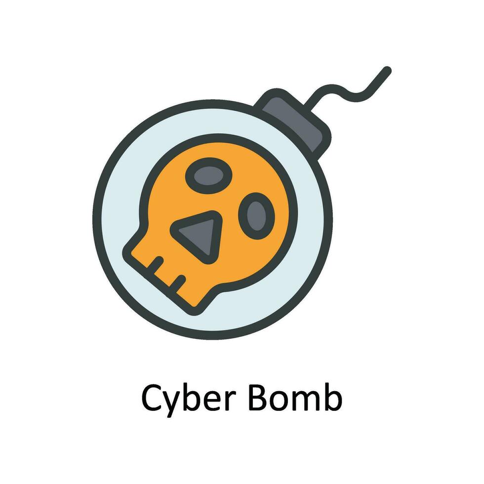 Cyber Bomb Vector Fill Outline Icon Design Illustration Cyber Security