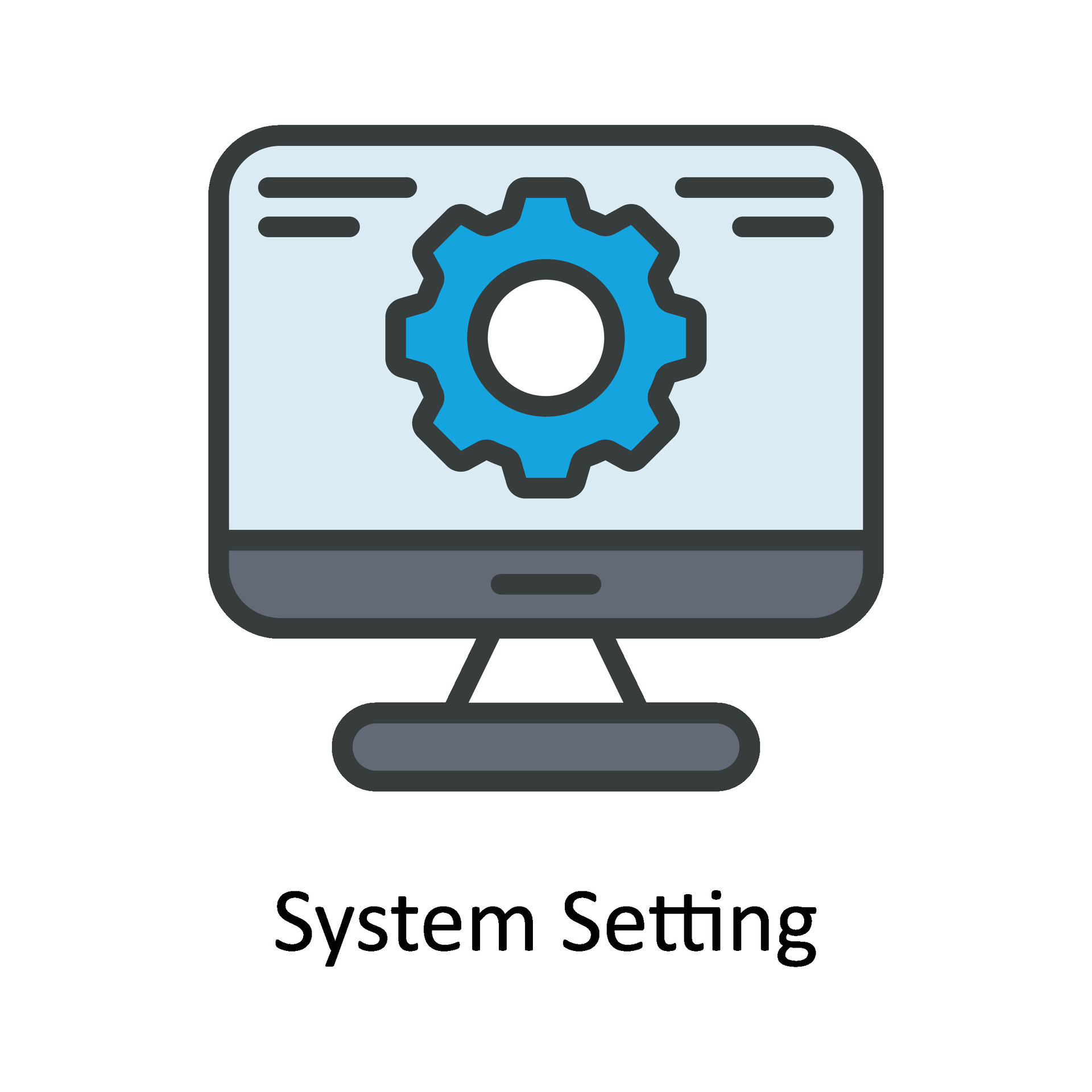 System Setting Vector Fill outline Icon Design illustration. Network and communication Symbol on ...