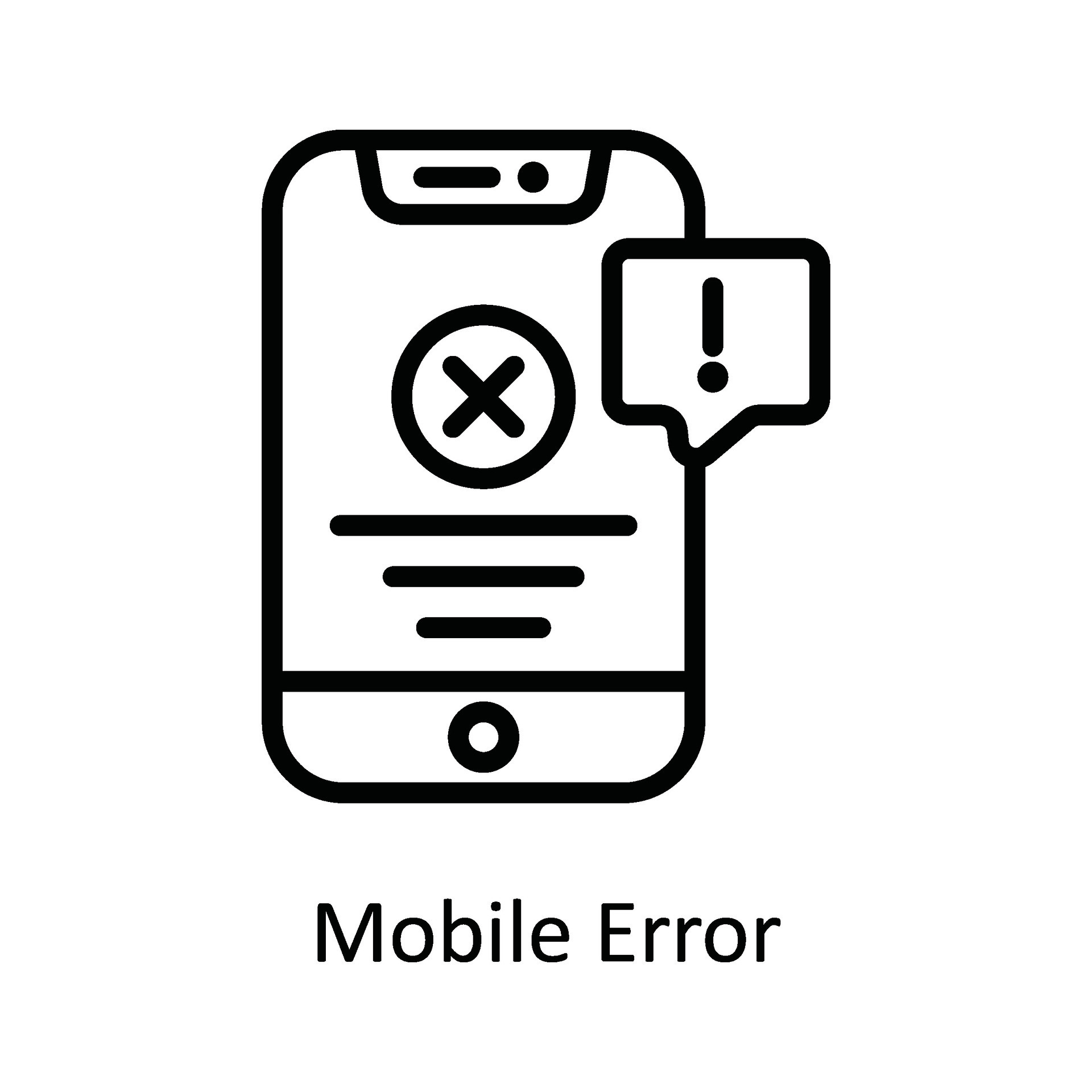 Mobile Error Vector outline Icon Design illustration. Cyber security ...