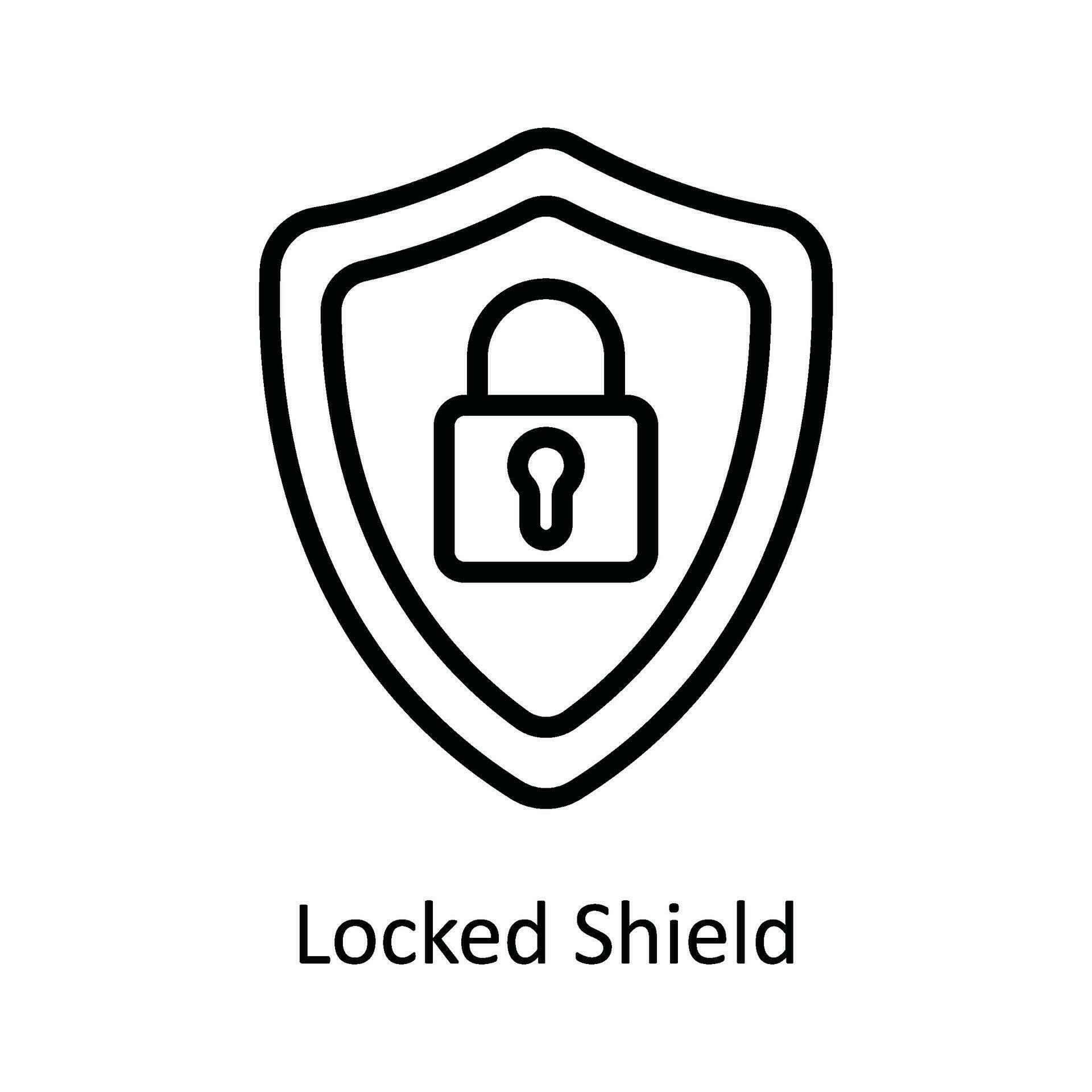 Locked Shield Vector Outline Icon Design Illustration Cyber Security