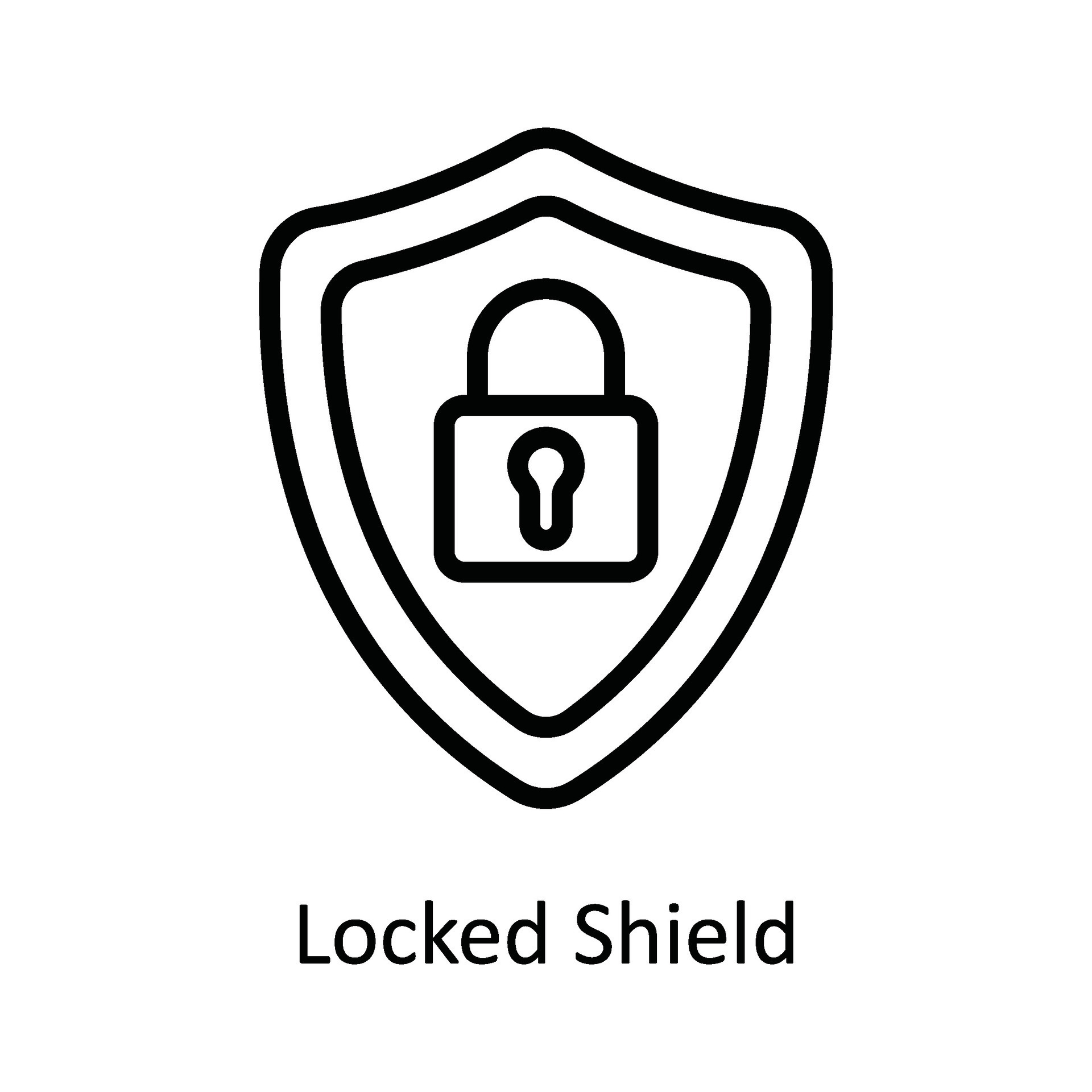 Locked Shield Vector Outline Icon Design Illustration Cyber Security