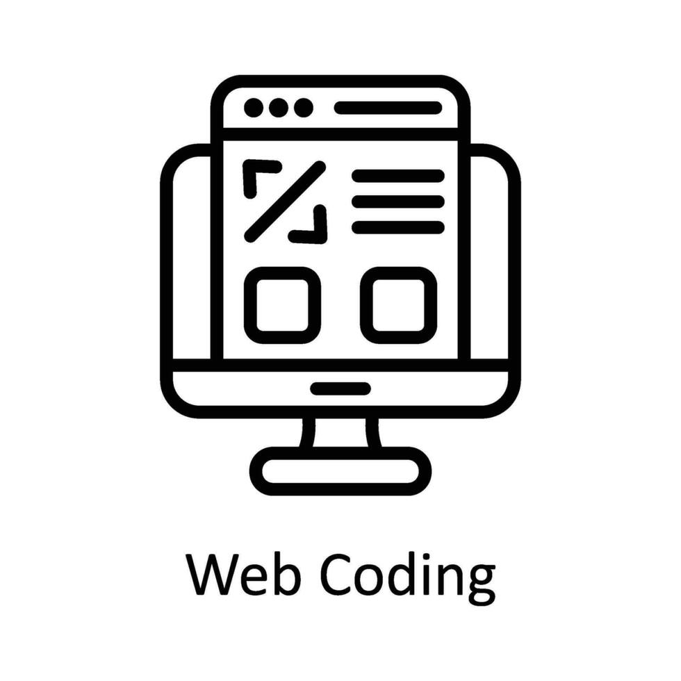 Web Coding Vector outline Icon Design illustration. Digital Marketing Symbol on White background ...