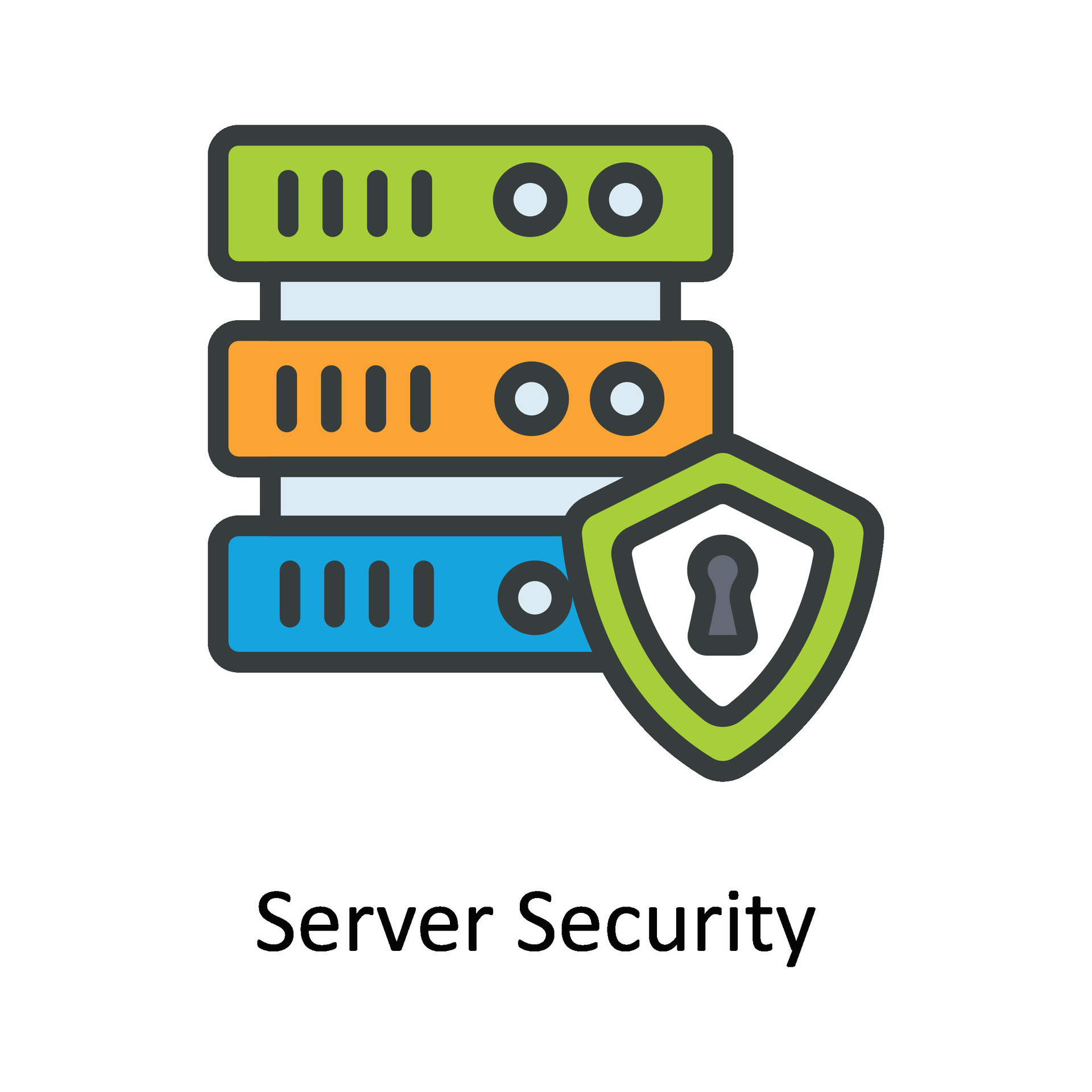 Server Security Vector Fill Outline Icon Design Illustration Cyber