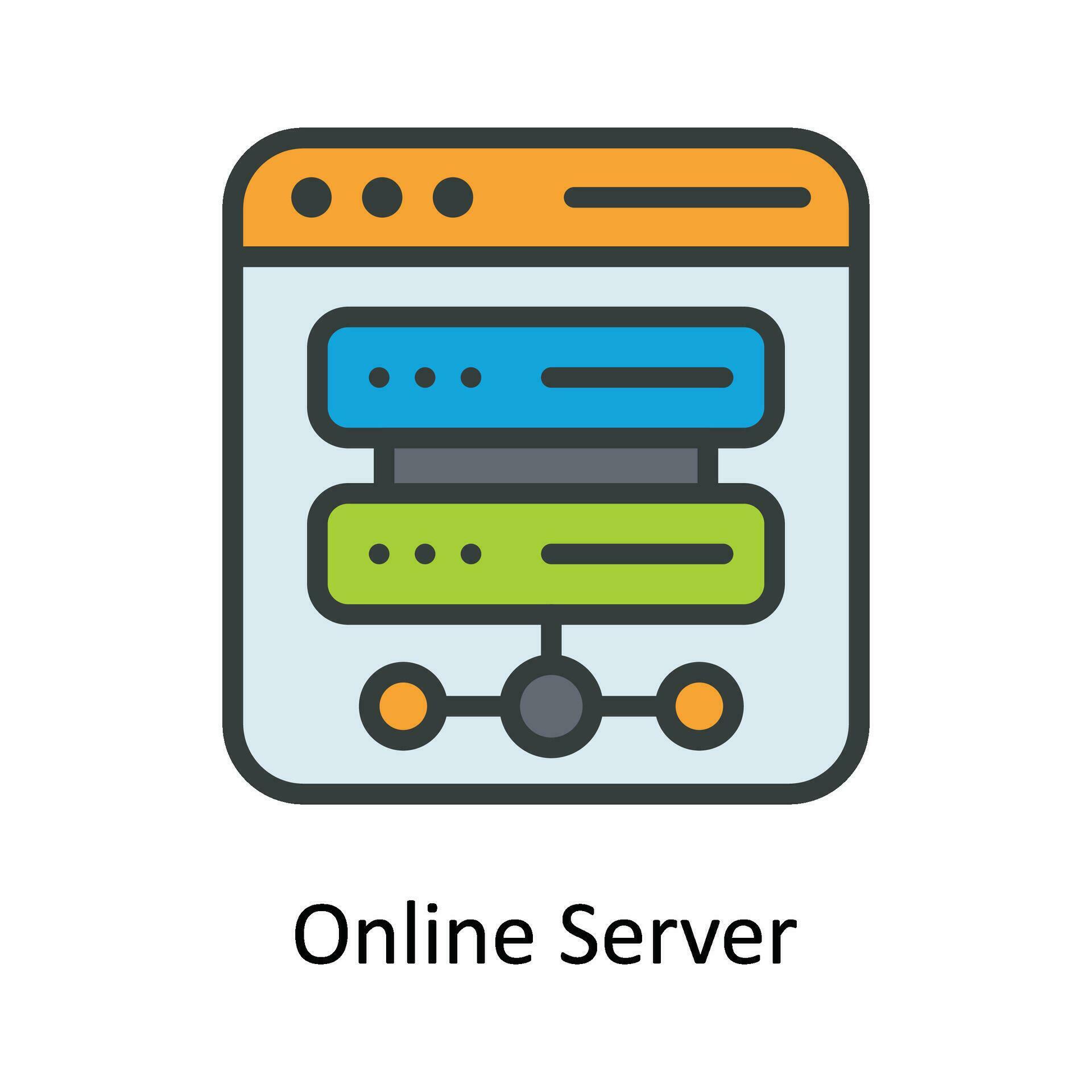 Online Server Vector Fill Outline Icon Design Illustration Network And Communication Symbol On