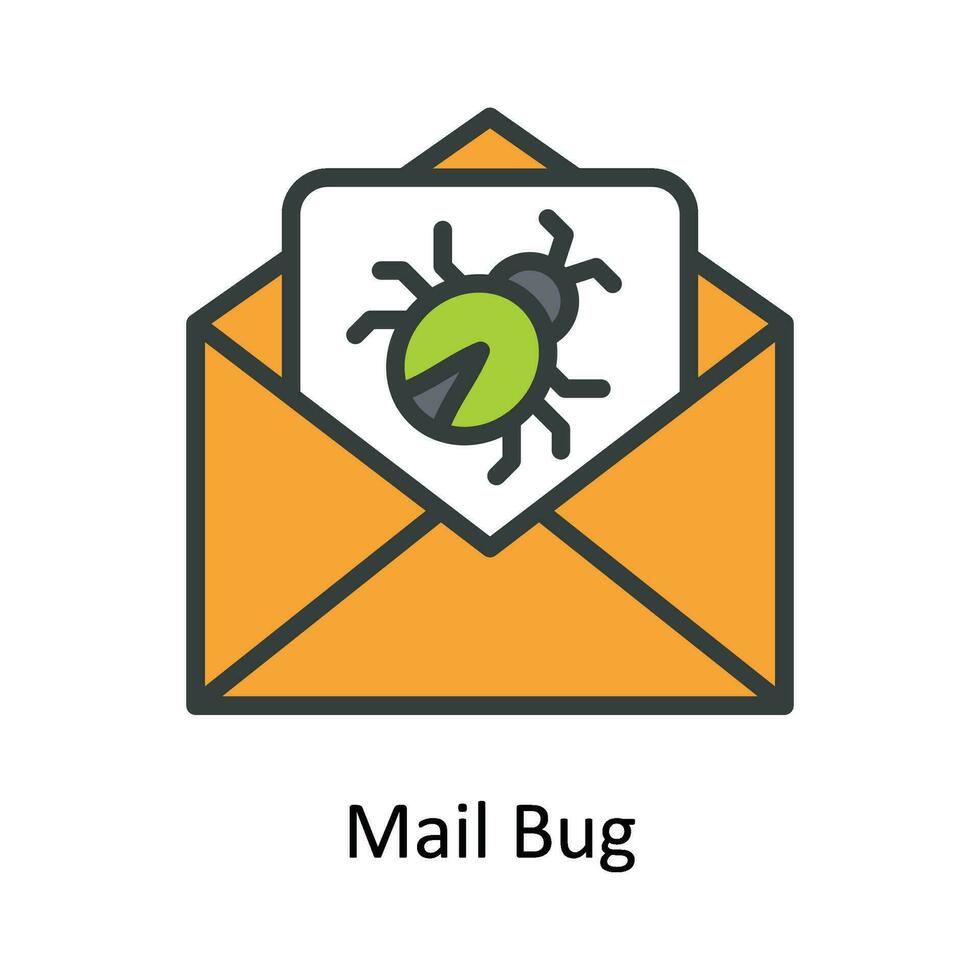 Mail Bug Vector Fill Outline Icon Design Illustration Cyber Security