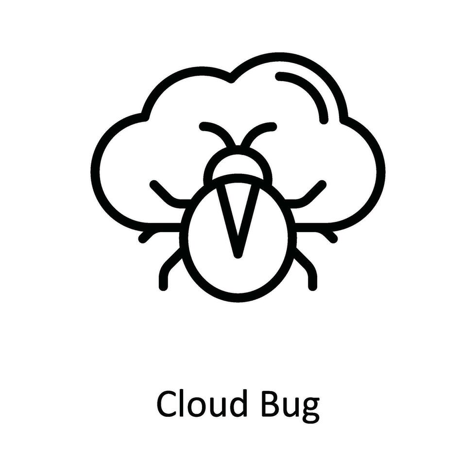 Cloud Bug Vector Outline Icon Design Illustration Cyber Security Symbol On White Background Eps