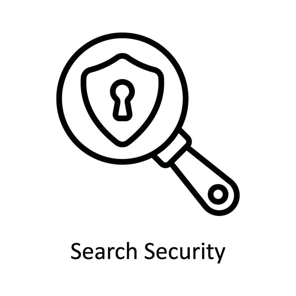 Search Security Vector Outline Icon Design Illustration Cyber Security