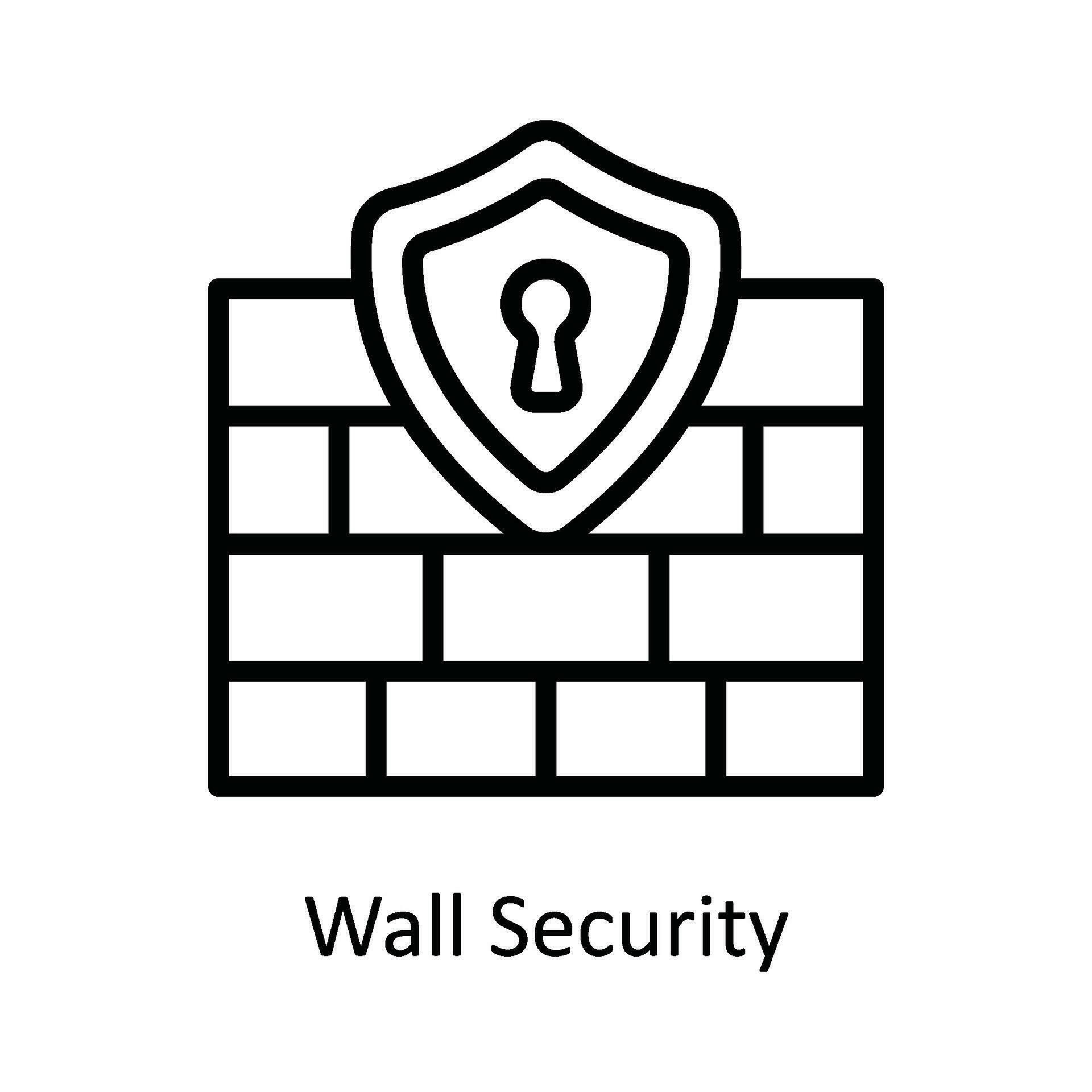 Wall Security Vector Outline Icon Design Illustration Cyber Security Symbol On White Background