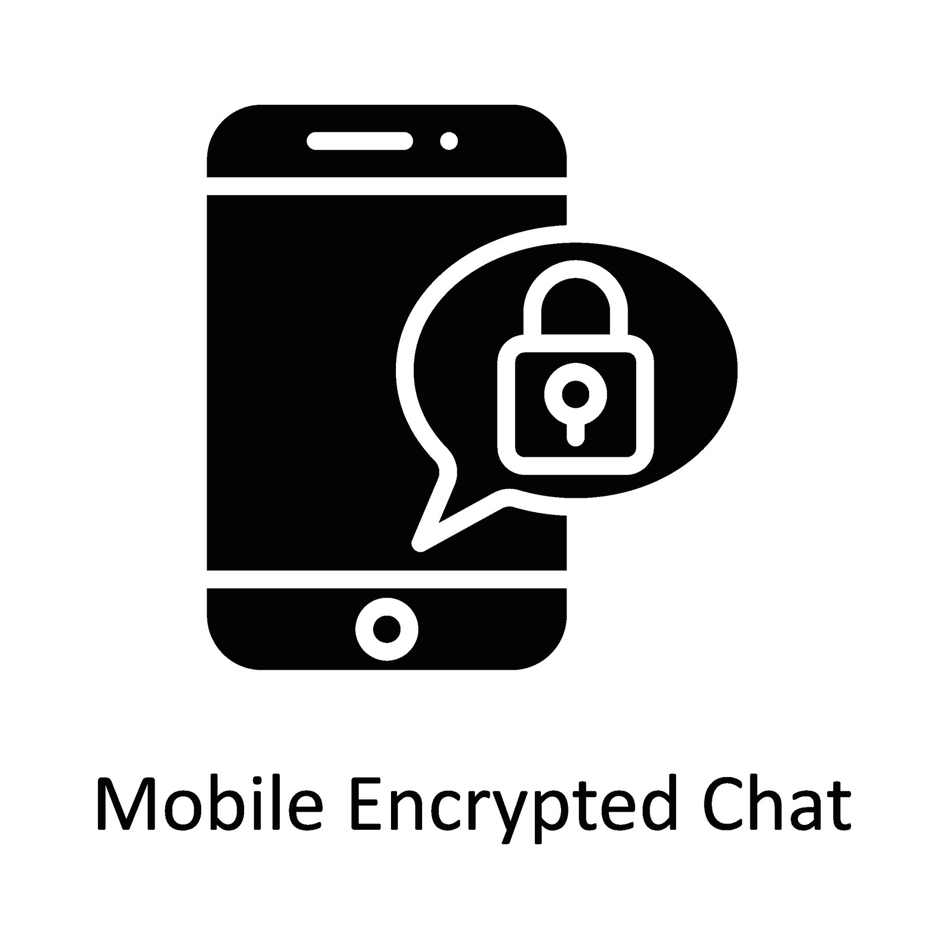 Mobile Encrypted Chat Vector Solid Icon Design Illustration Cyber
