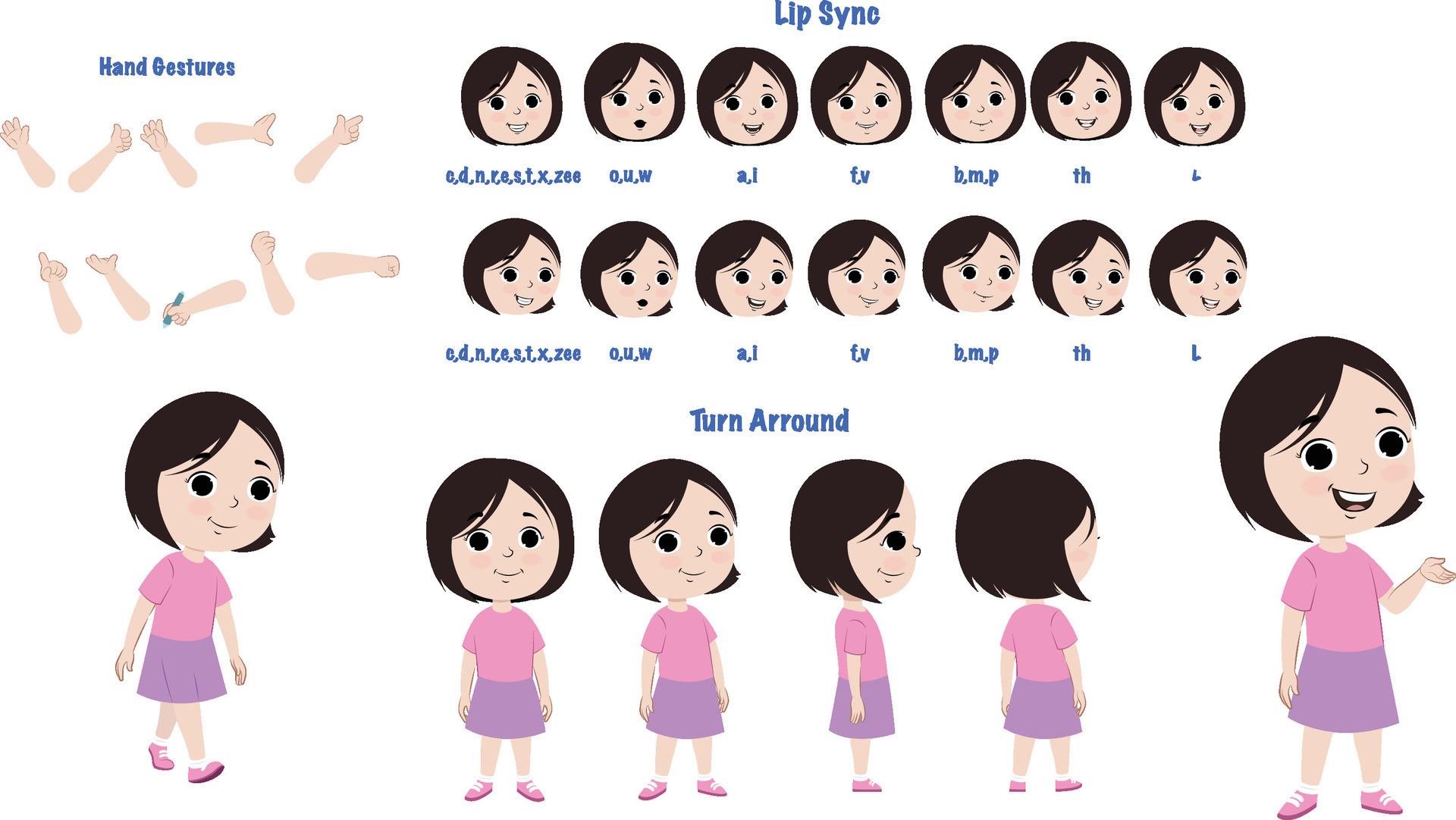 A girl character model sheet for animation. Kids character model sheet ... A girl character model sheet for animation. Kids character model sheet ...
