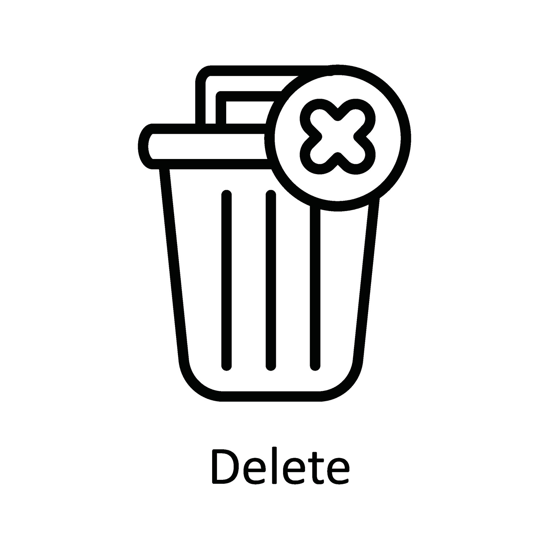 Delete Vector outline Icon Design illustration. User interface Symbol on White background EPS 10 ...