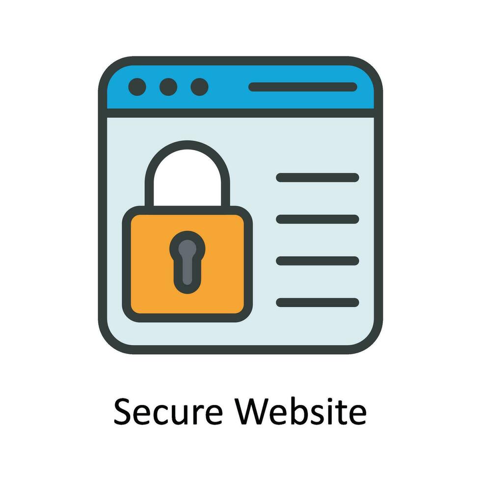 Secure Website Vector Fill Outline Icon Design Illustration Cyber