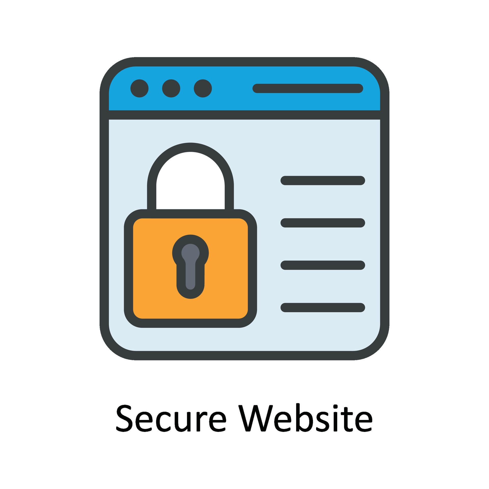 Secure Website Vector Fill Outline Icon Design Illustration Cyber Security Symbol On White