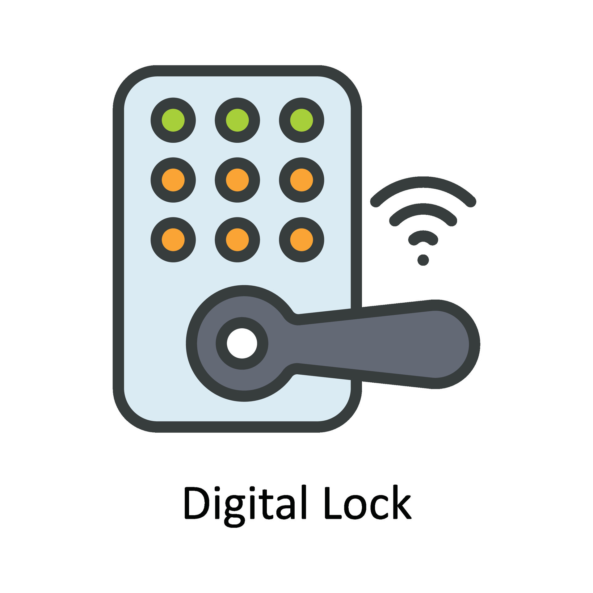 Digital Lock Vector Fill Outline Icon Design Illustration Cyber