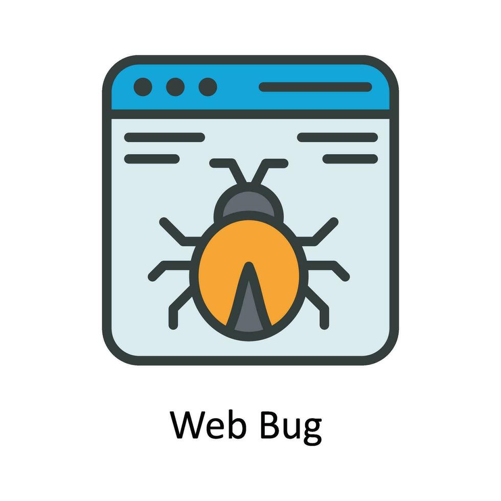 Web Bug Vector Fill Outline Icon Design Illustration Cyber Security