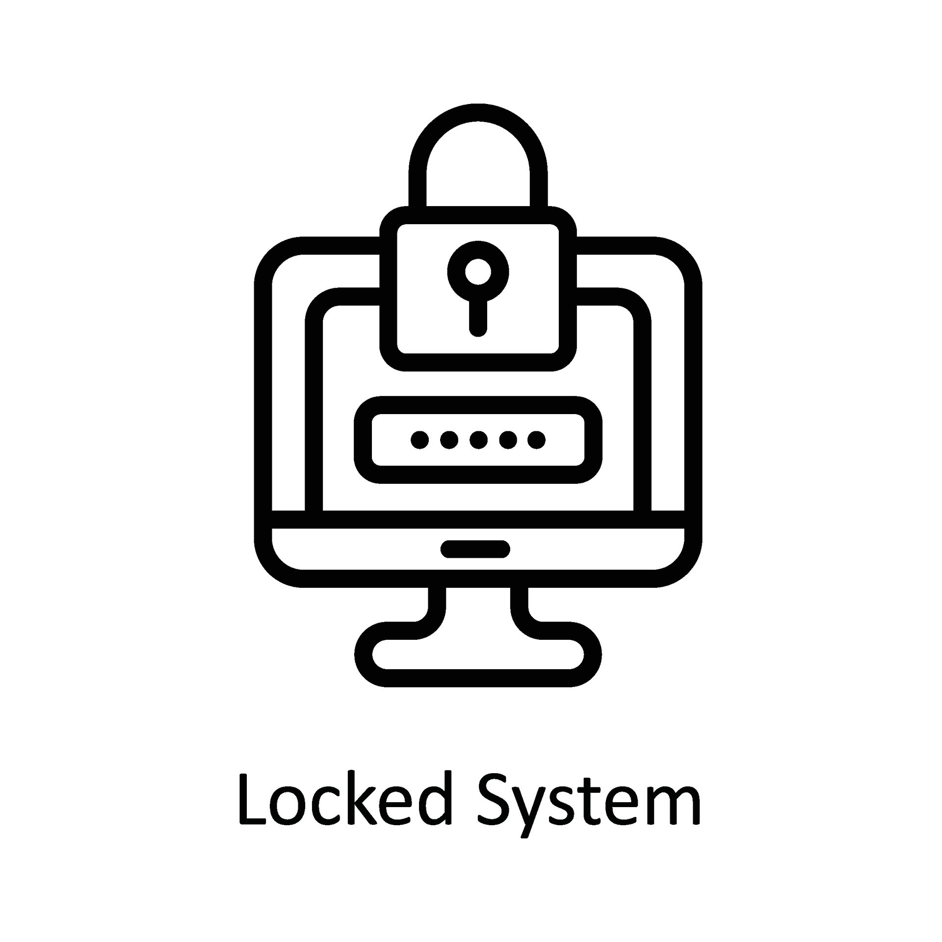 Locked System Vector Outline Icon Design Illustration Cyber Security Symbol On White Background