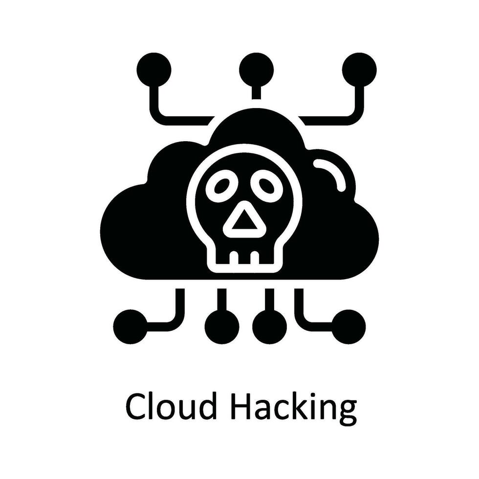 Cloud Hacking Vector solid Icon Design illustration. Cyber security Symbol on White background ...