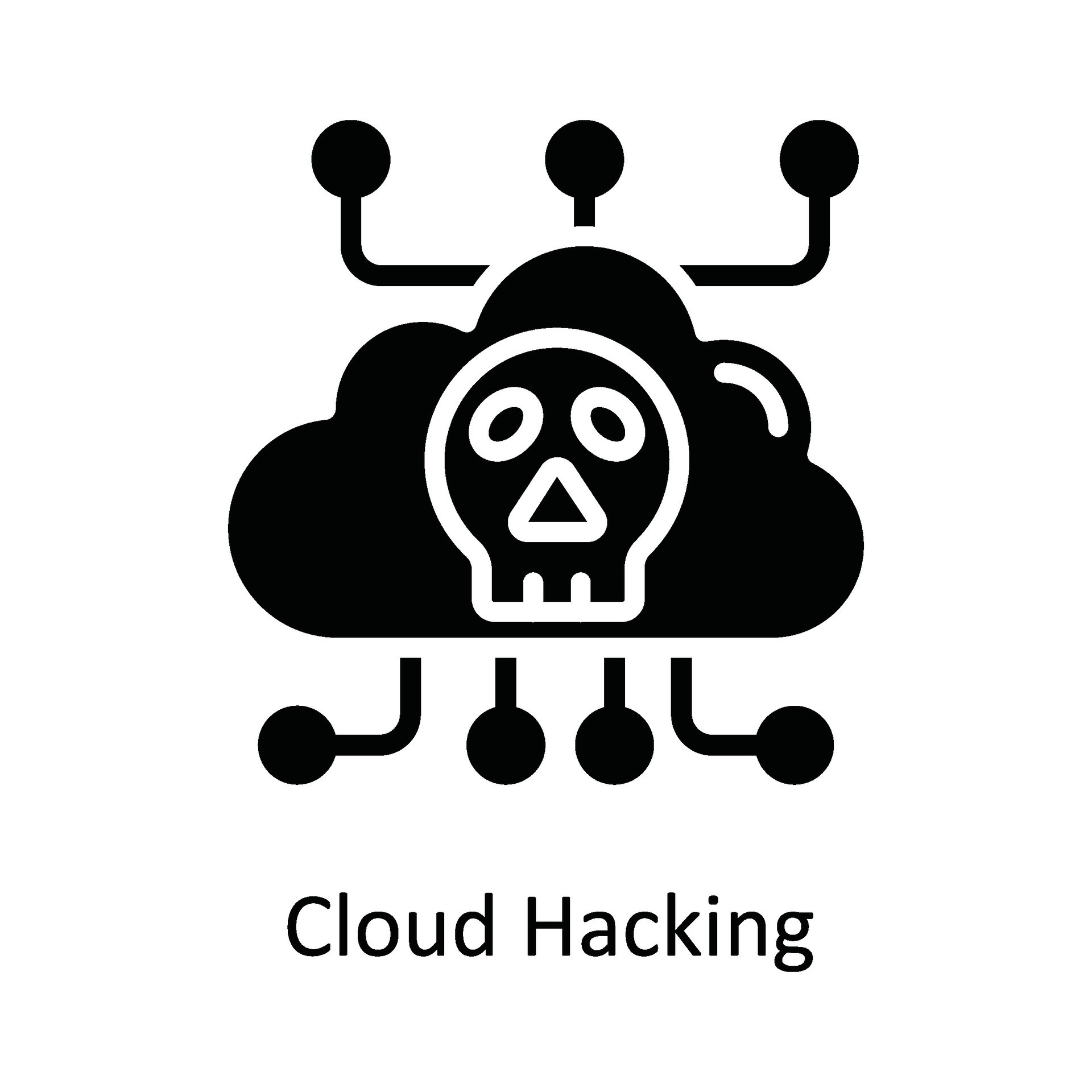 Cloud Hacking Vector Solid Icon Design Illustration Cyber Security