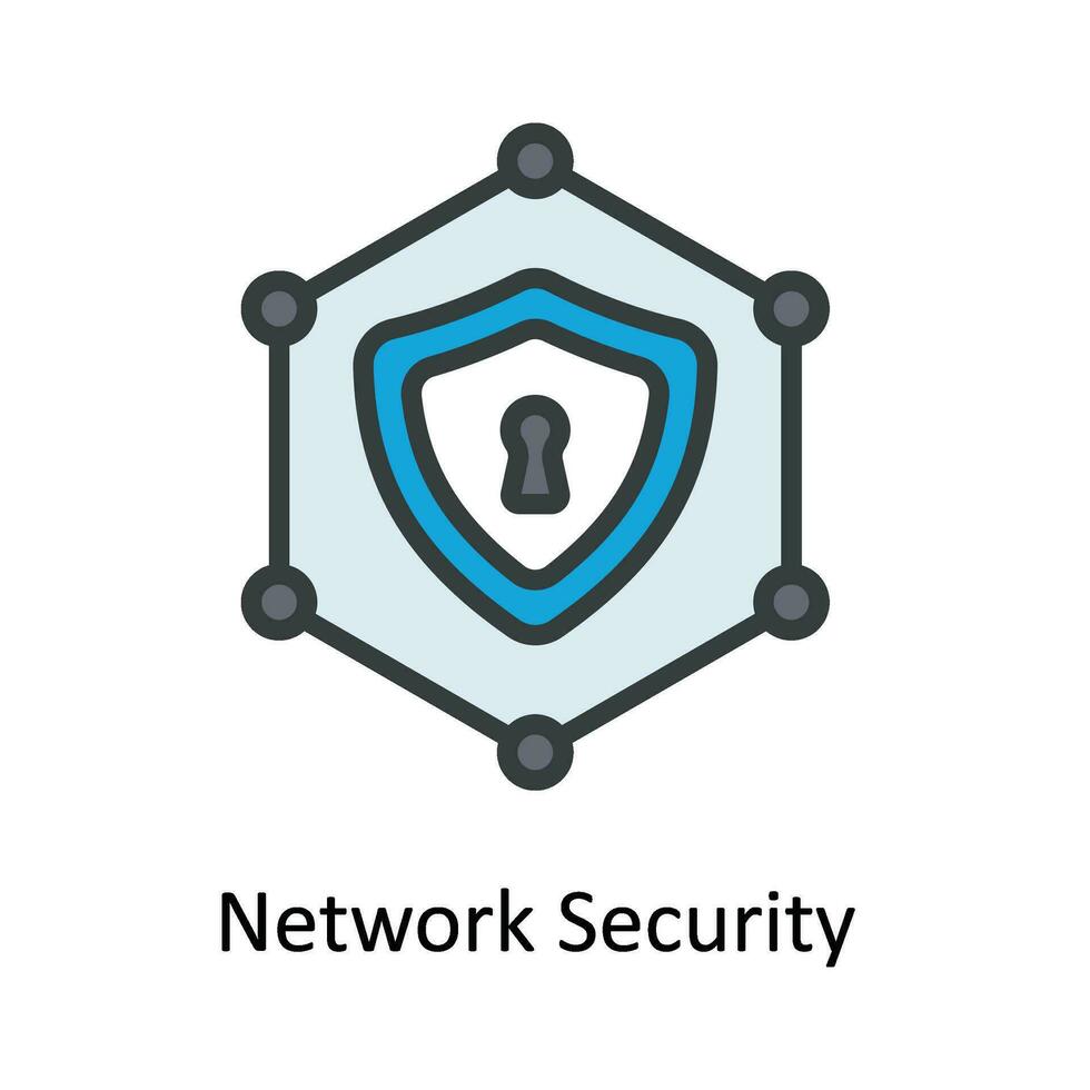 Network Security Vector Fill Outline Icon Design Illustration Cyber