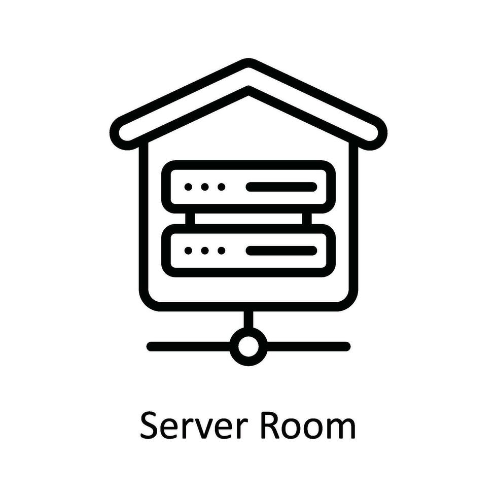 Server Room Vector Outline Icon Design Illustration Network And Communication Symbol On White